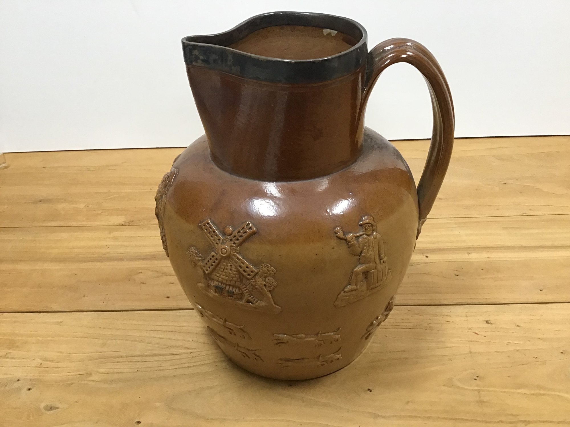 Early Brown Doulton Lambeth Stoneware Salt Glazed 1800s Pottery Handled ...