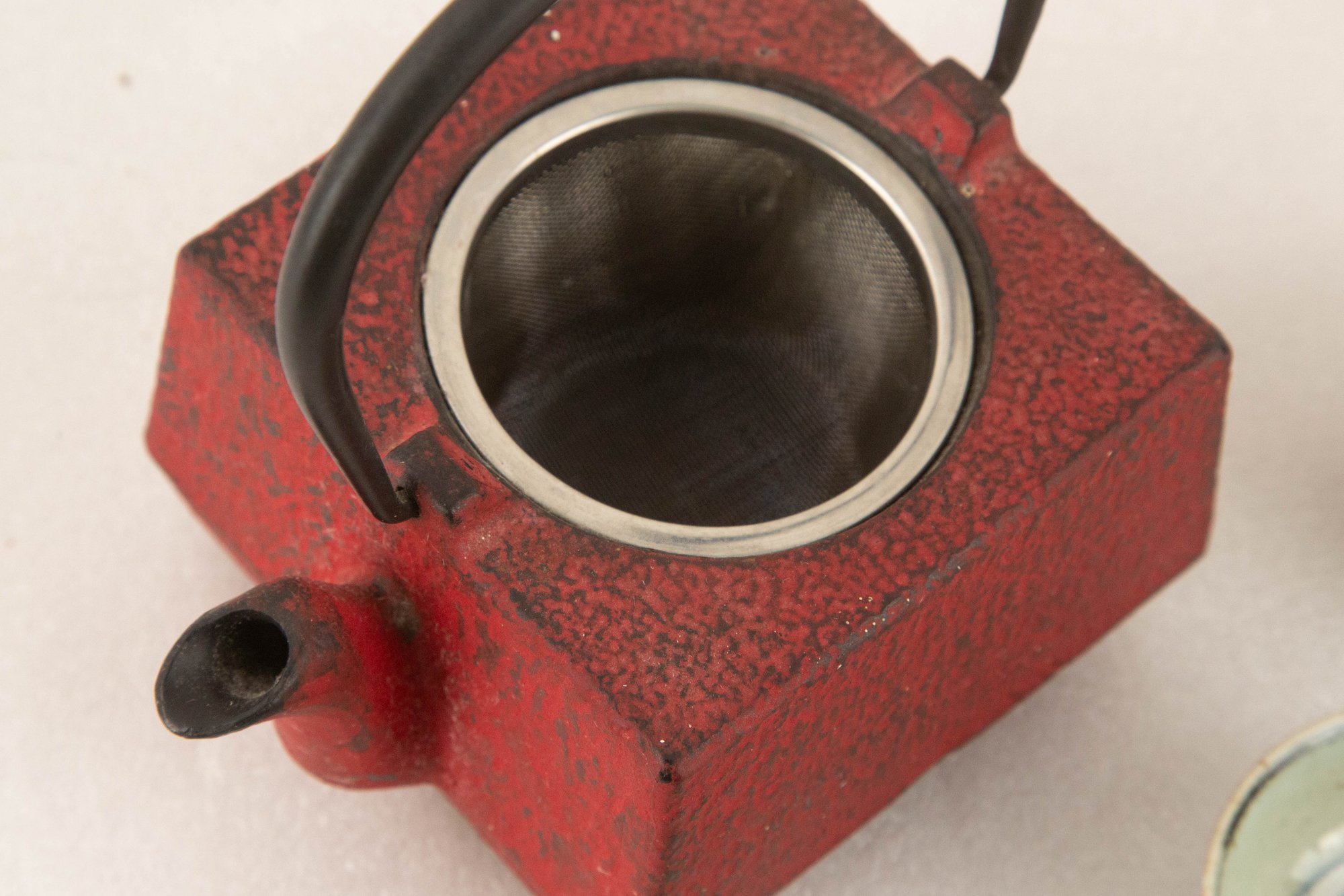 Japanese "Rikyu" Square Red Rust Cast Iron Teapot #21533 | Auctionninja.com