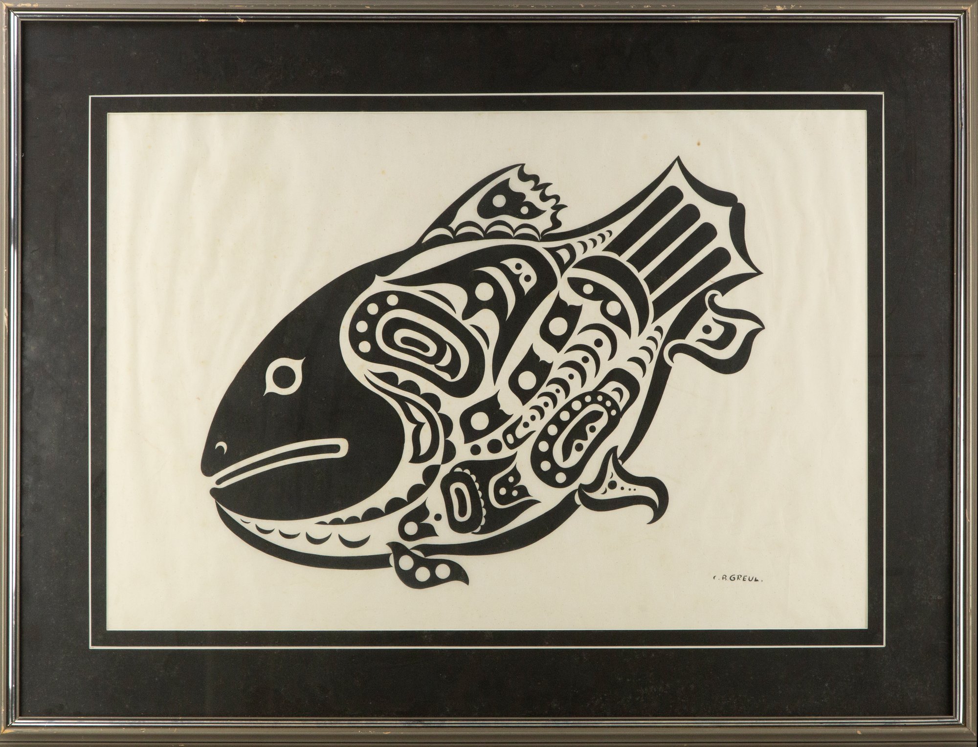 Animal Steel-Engraving C.B GREUL"Salmon Indian Motif Haida" #15118 ...