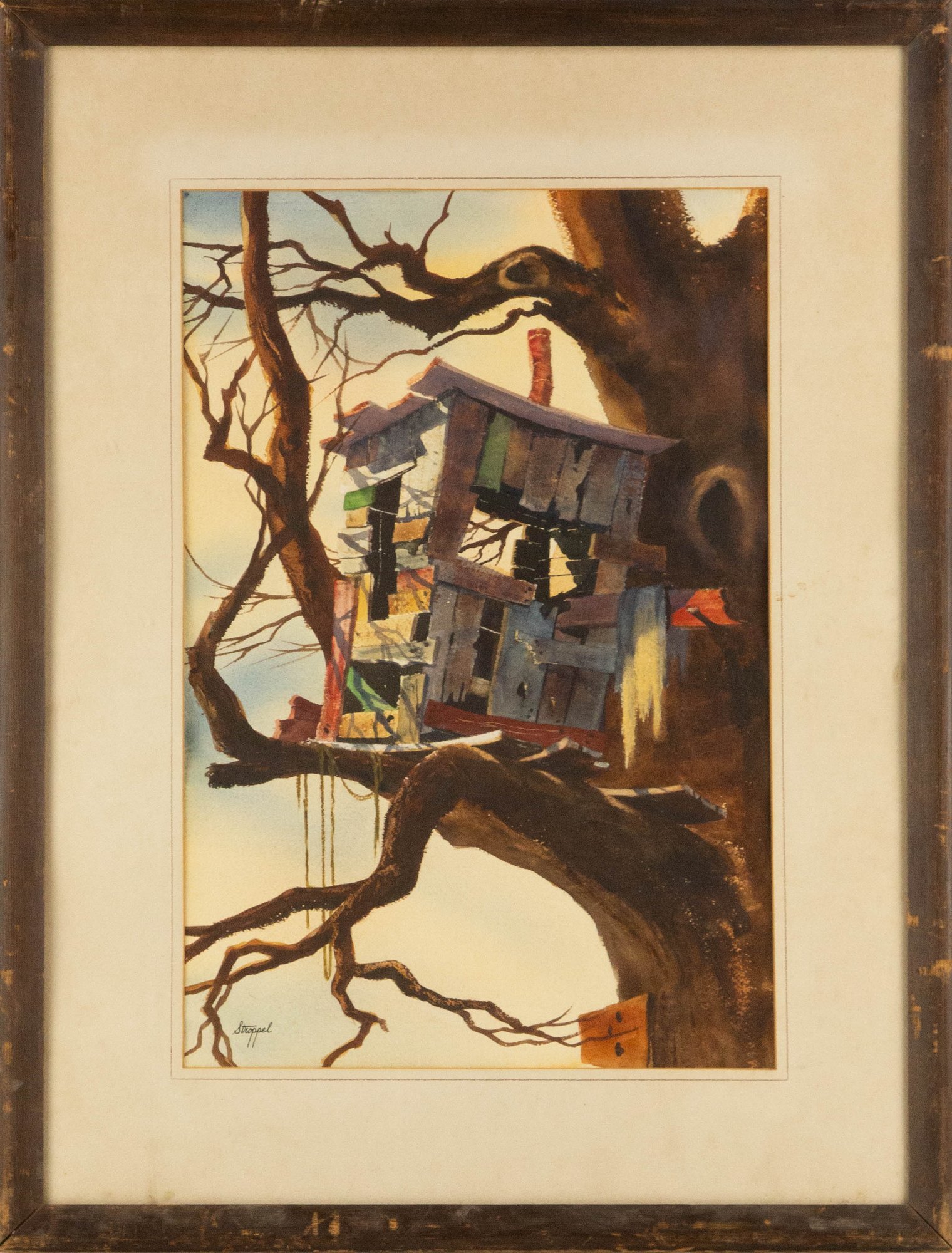 Contemporary Art Watercolor Stroppel"Small Tree House" #15485 ...