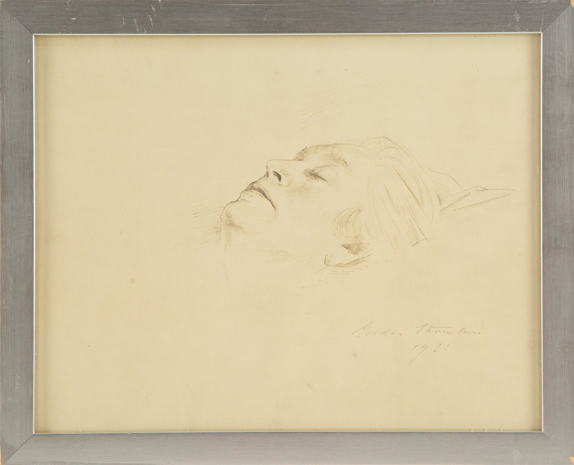 Gordon Stevenson 1921 Portrait Ink "Resting Face" #3750 | Auctionninja.com