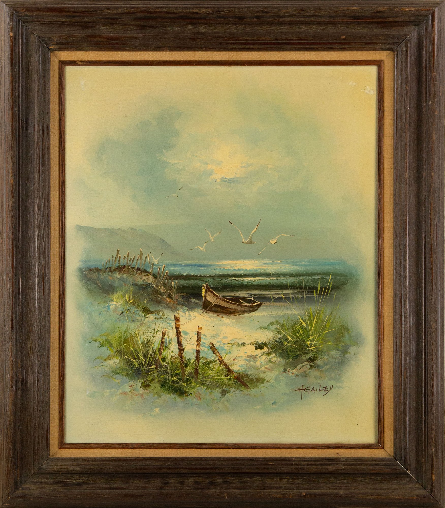 Waterscape Oil On Canvas H.Gailey"Beach And Seagull" #11392 ...