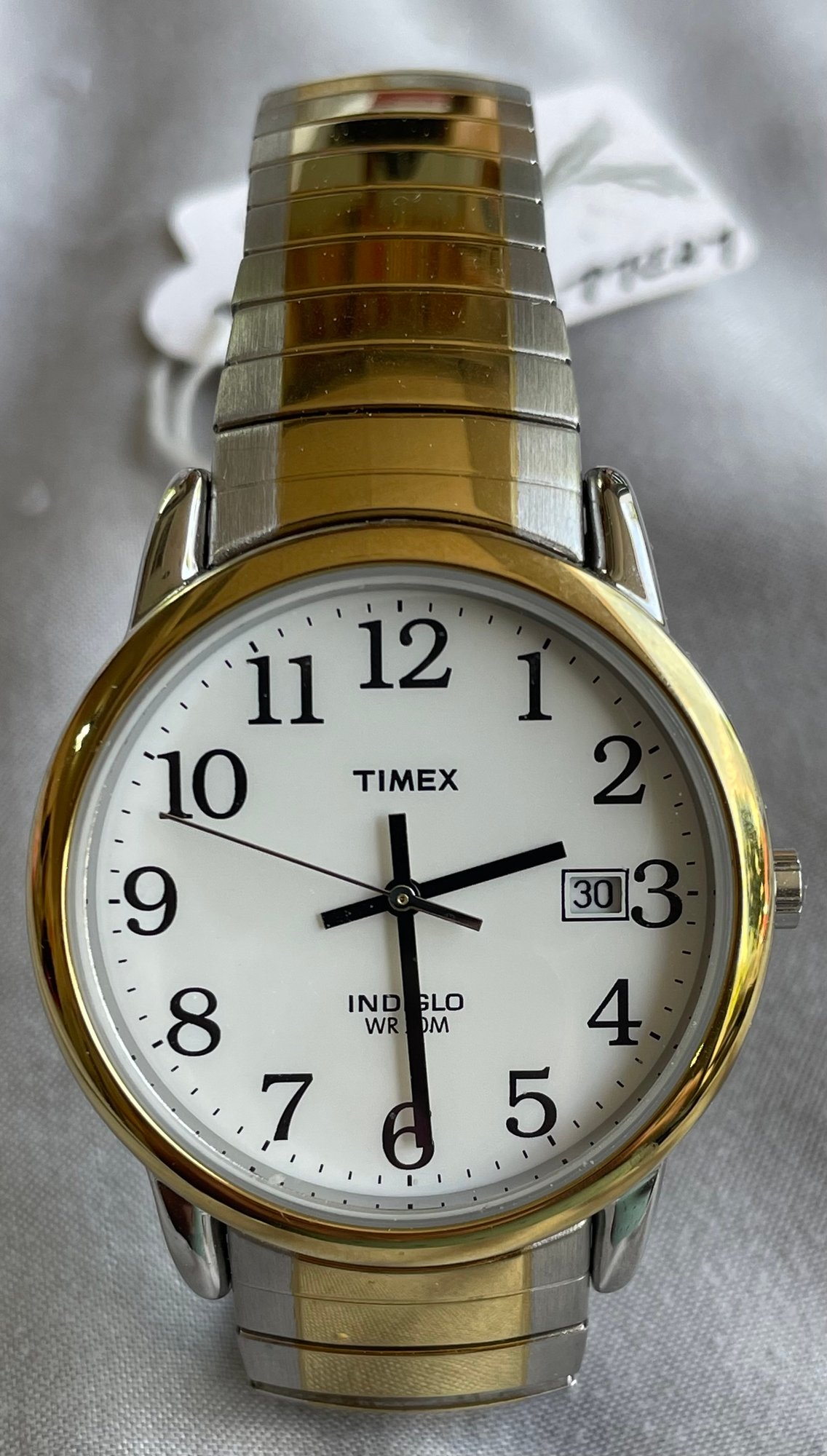 Silver & Gold Tone Timex Indiglo Watch W Day & Date #2416 ...