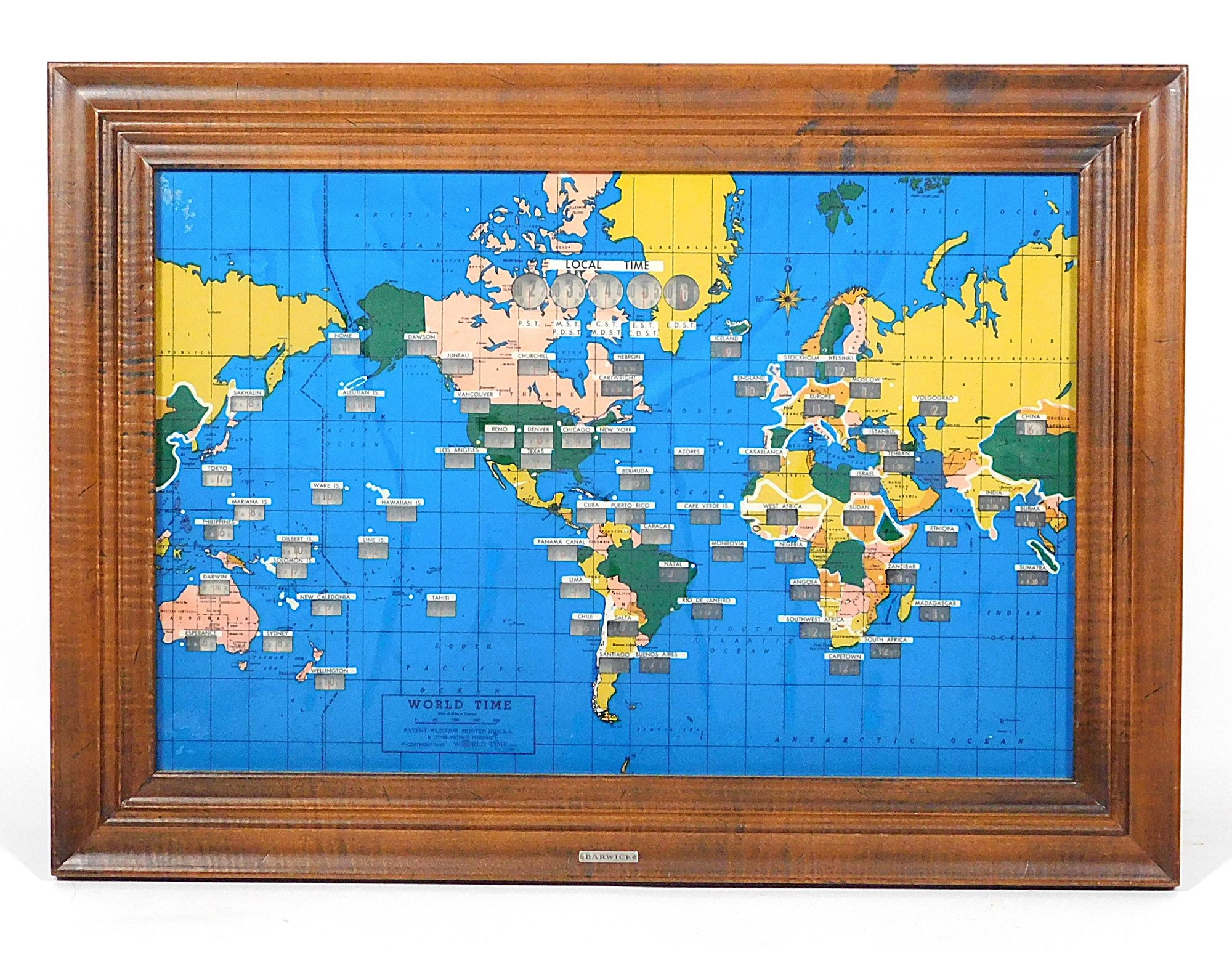 MCM Howard Miller 1959 World Time Clock Map #1279 | Auctionninja.com