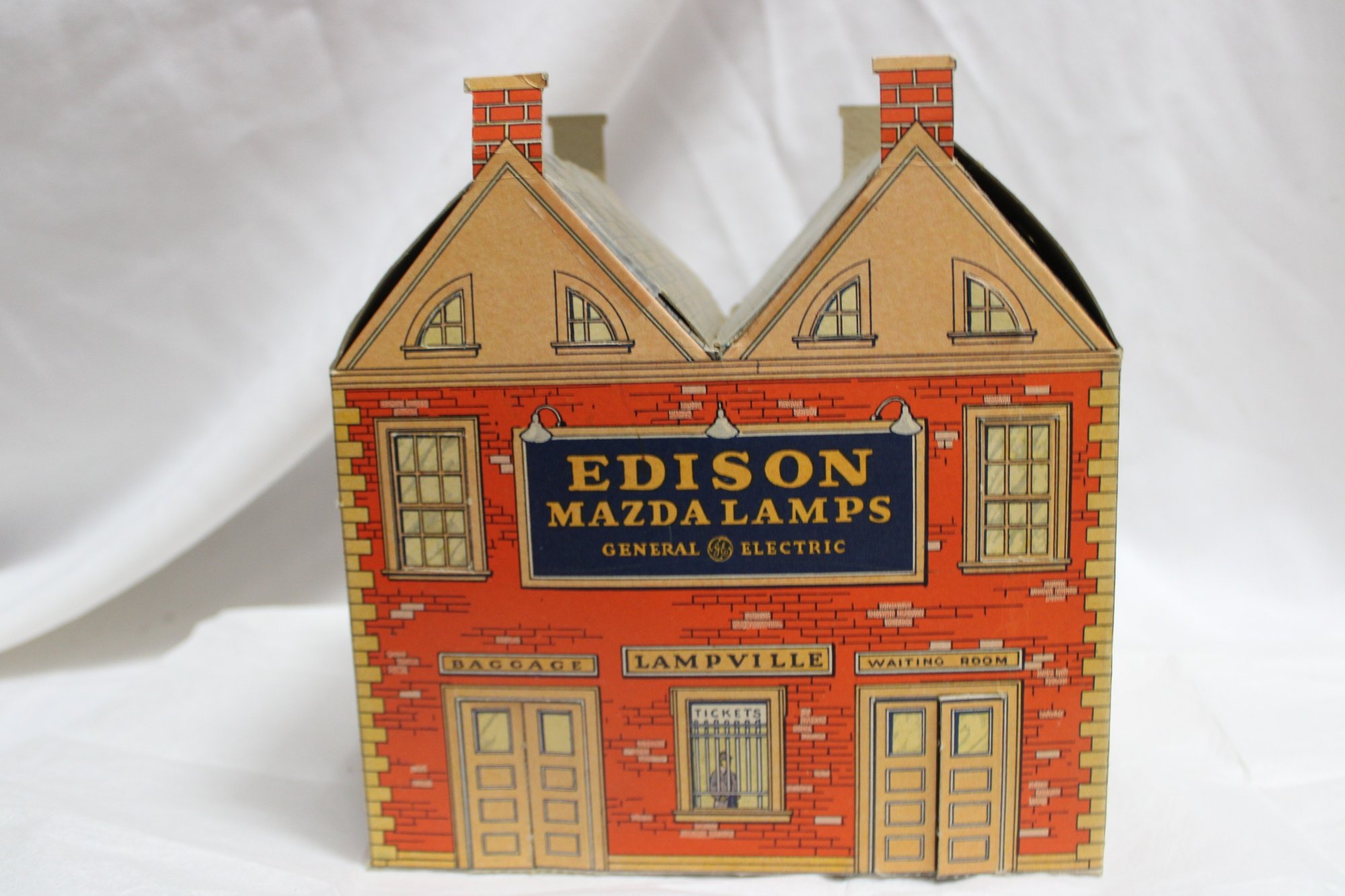 RARE HTF Vintage 1930 Edison Mazda Lamps Lampville Cardboard House ...