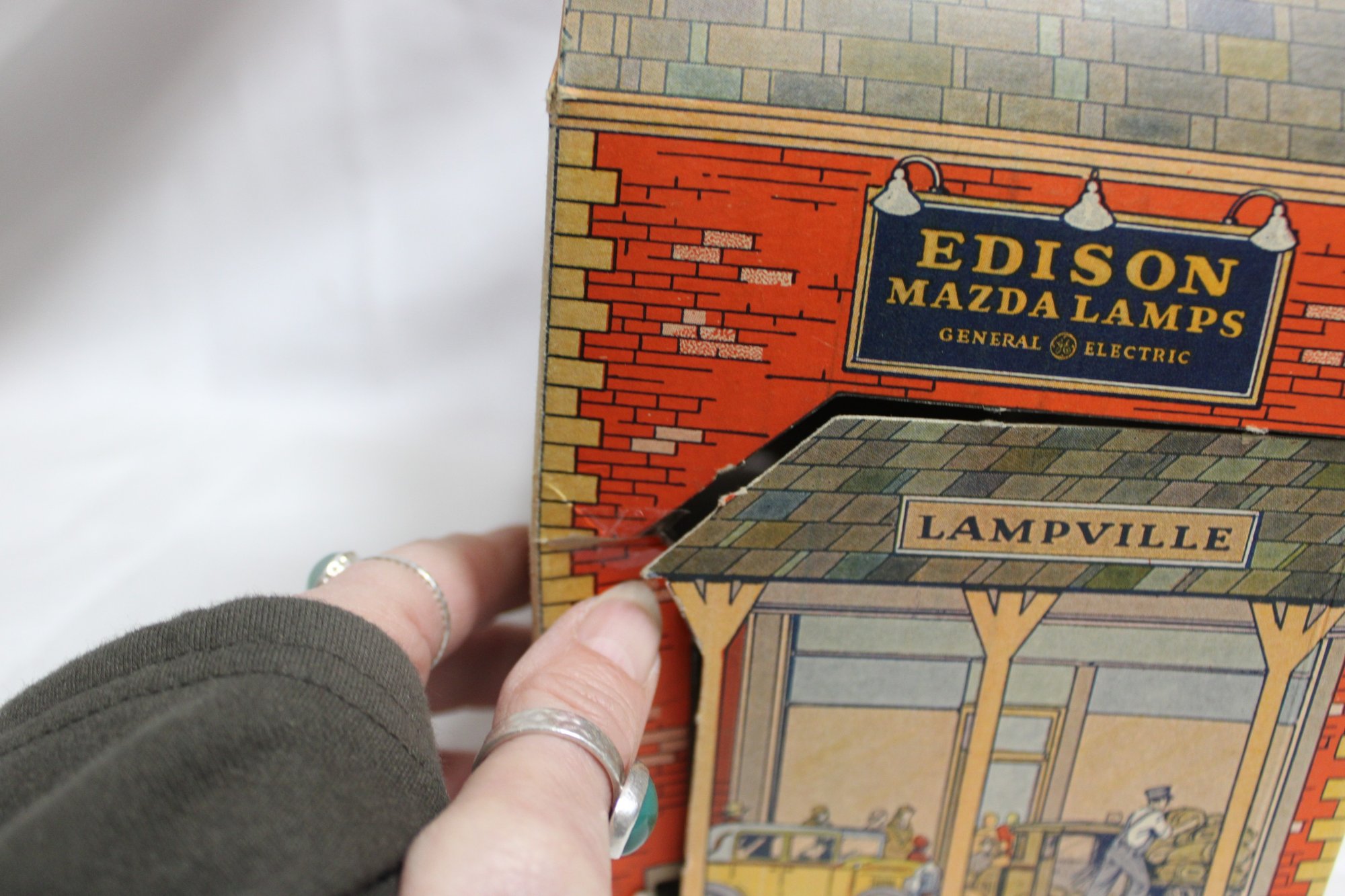 RARE HTF Vintage 1930 Edison Mazda Lamps Lampville Cardboard House ...