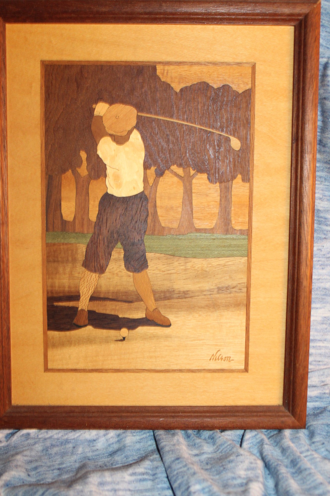 Hudson River Signed Wood Golfer Inlay Art By Jeff Nelson #11245 ...