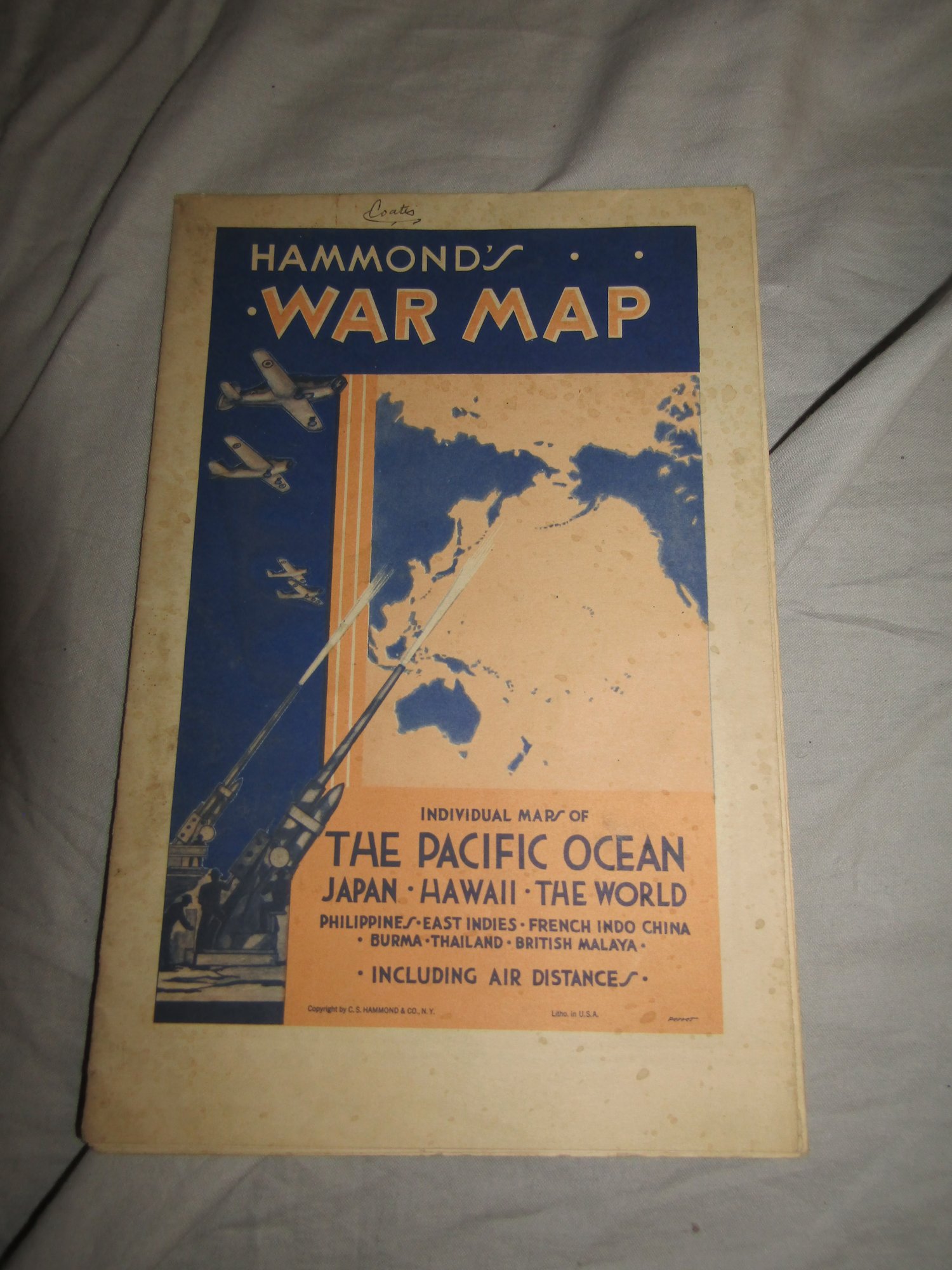 Hammonds War Map The Pacific Ocean #3535 | Auctionninja.com