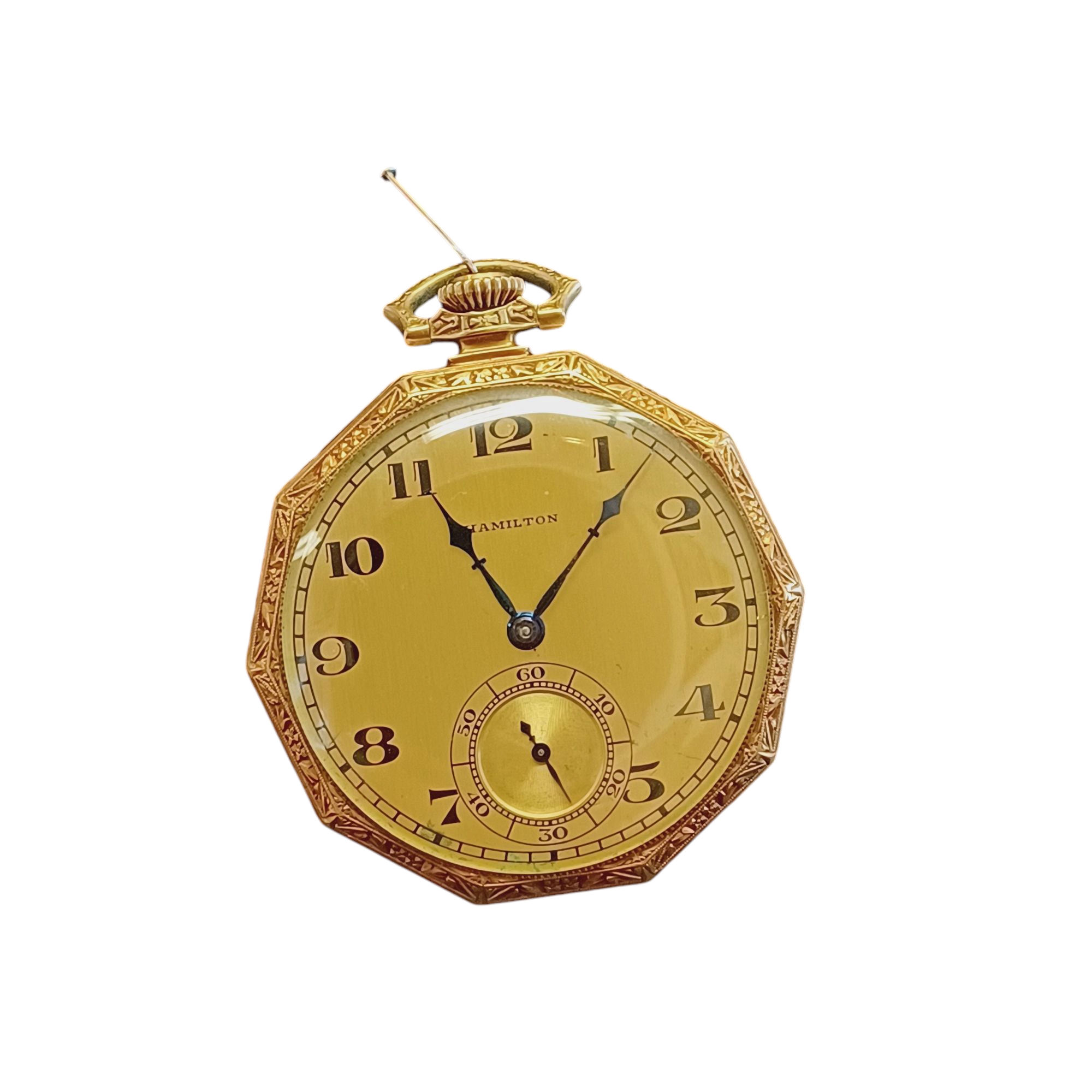 14k Antique Hamilton Watch Co Decagon Pocket Watch, Engraved, 1926 ...