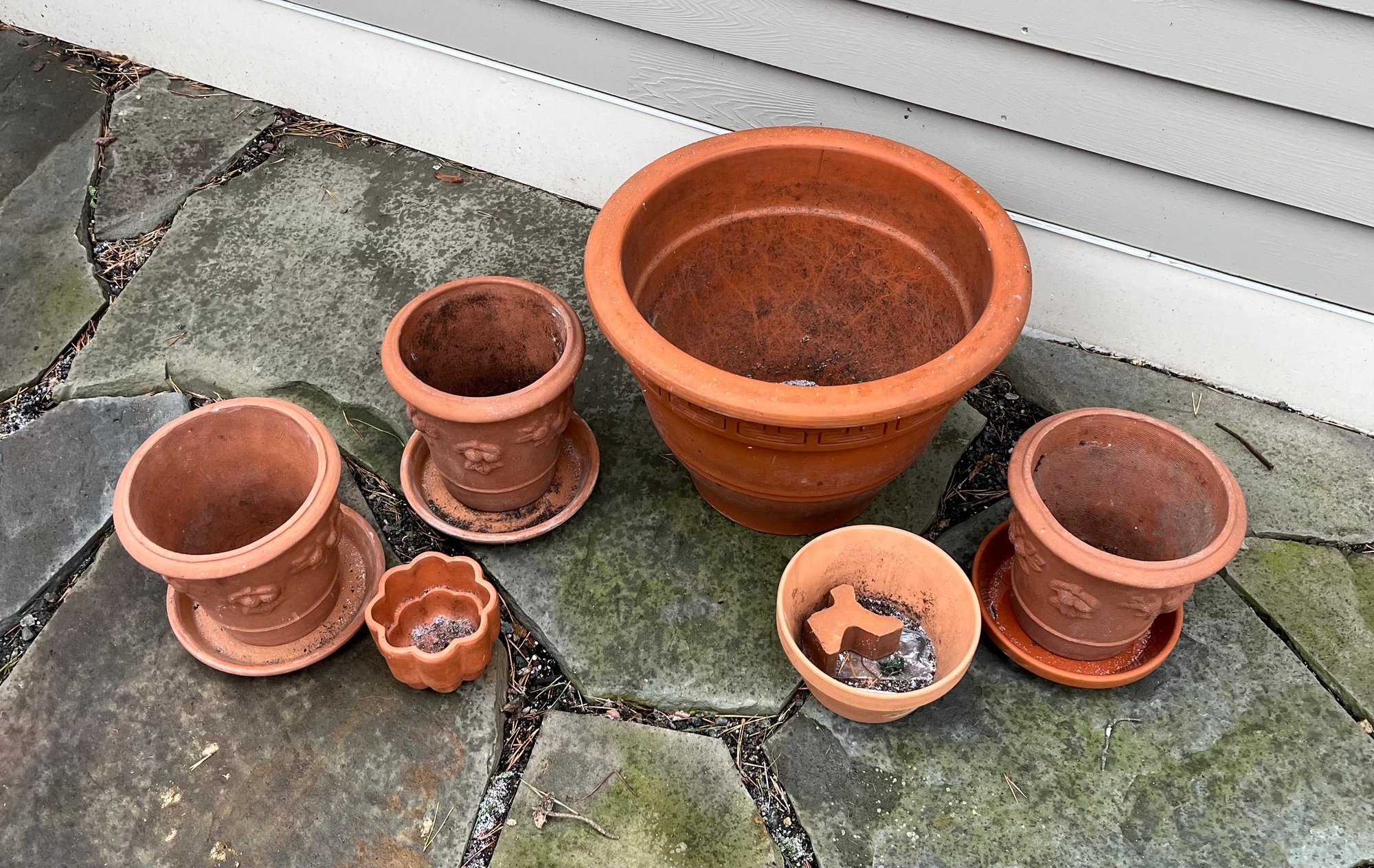 Matching Clay Pots 3, Large Clay Pot 1 & Small Clay Pots 2 (G) #15752 ...