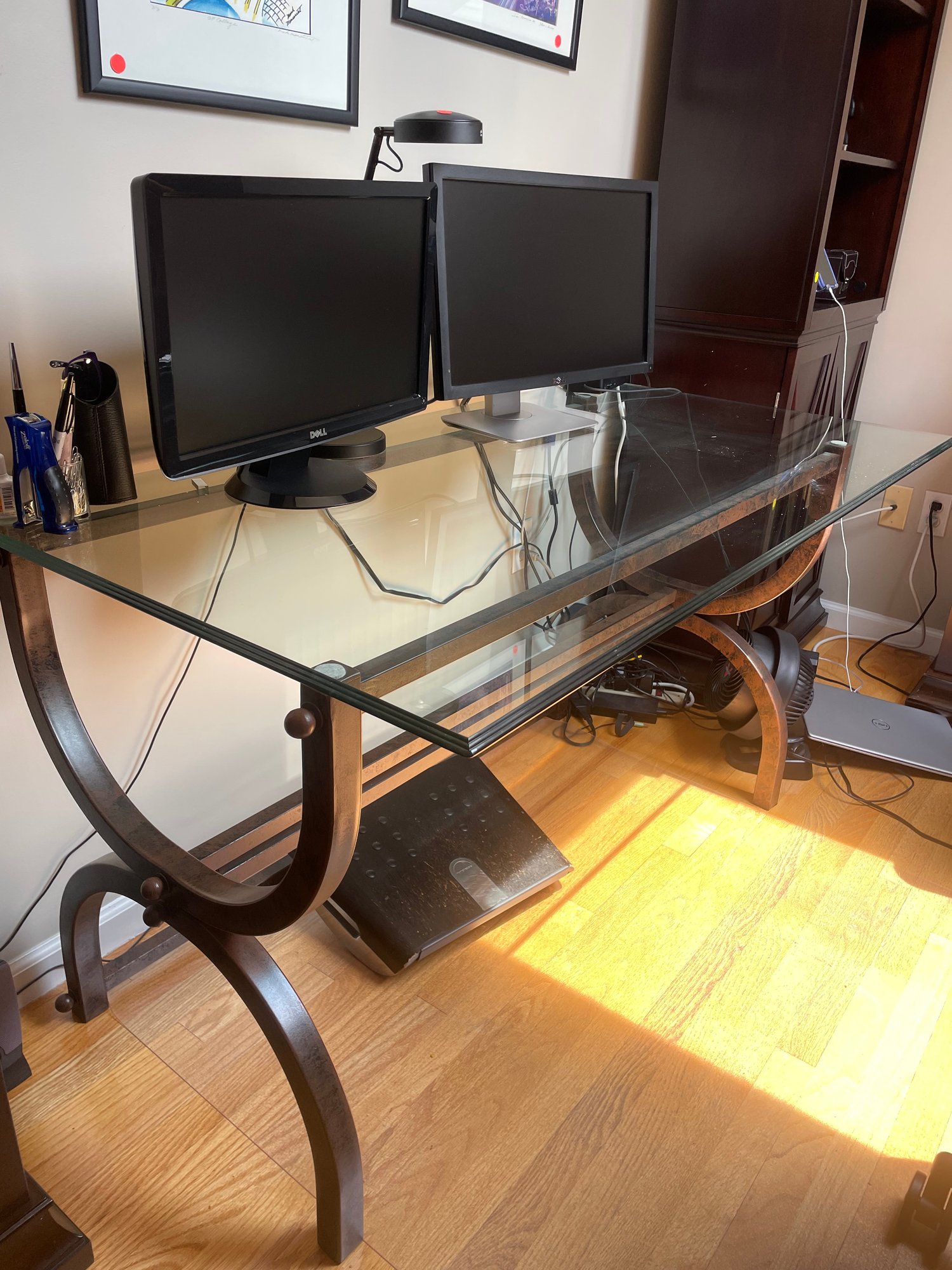Large Glass Table (computers Not Included) #7551 | Auctionninja.com