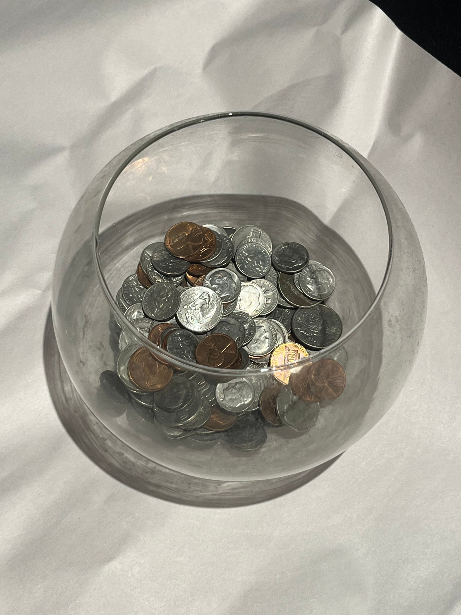 Glass Bowl Of Coins #16857 | Auctionninja.com