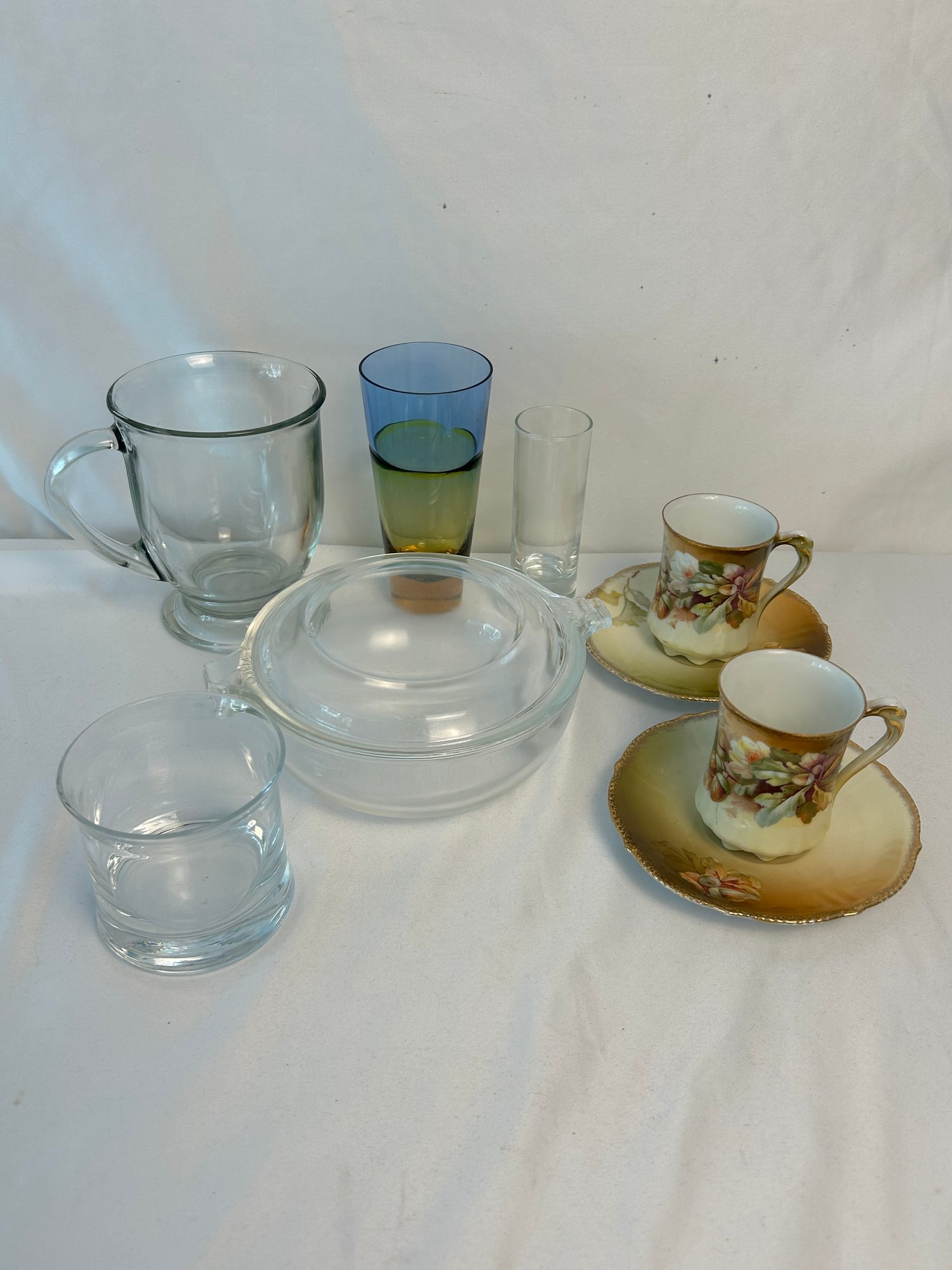 Pyrex Dish, Various Glassware, And Tea Set #8698 | Auctionninja.com