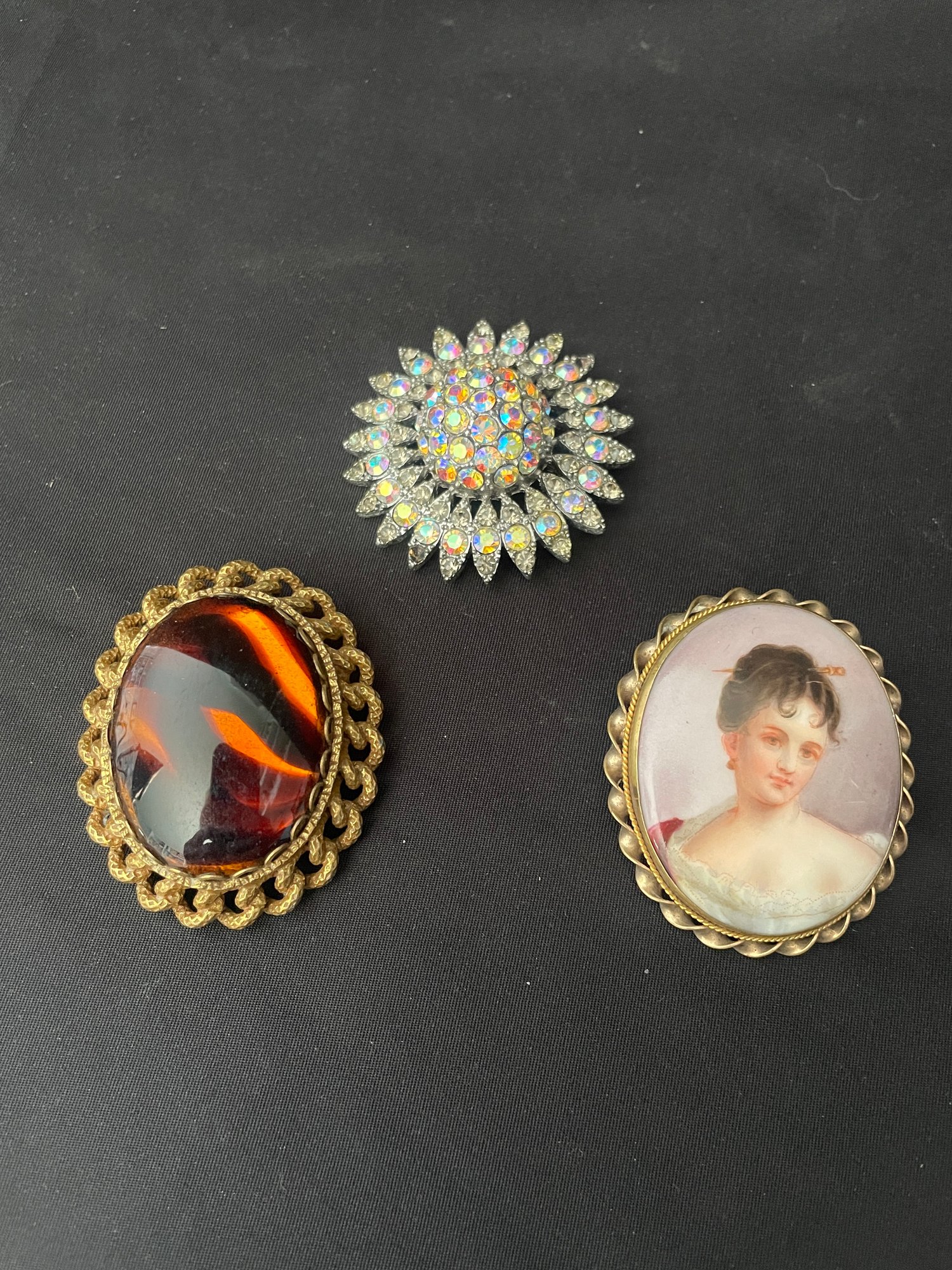 Original By Robert Tortoise Shell Brooch, Sunburst Rhinestone Brooch ...