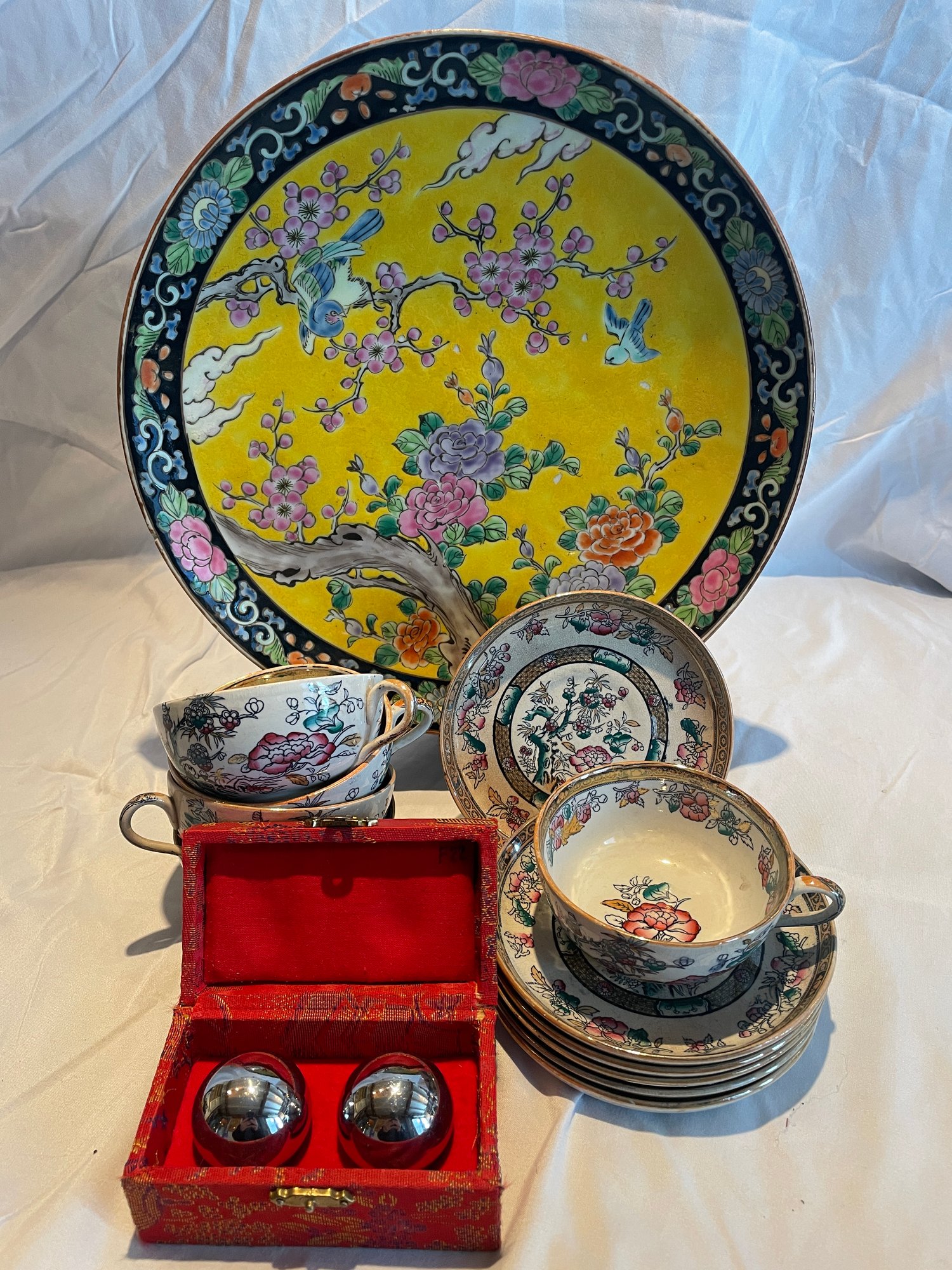 Asian Motif Large Plate, Asian Motif Cups And Saucers, Chinese Musical ...