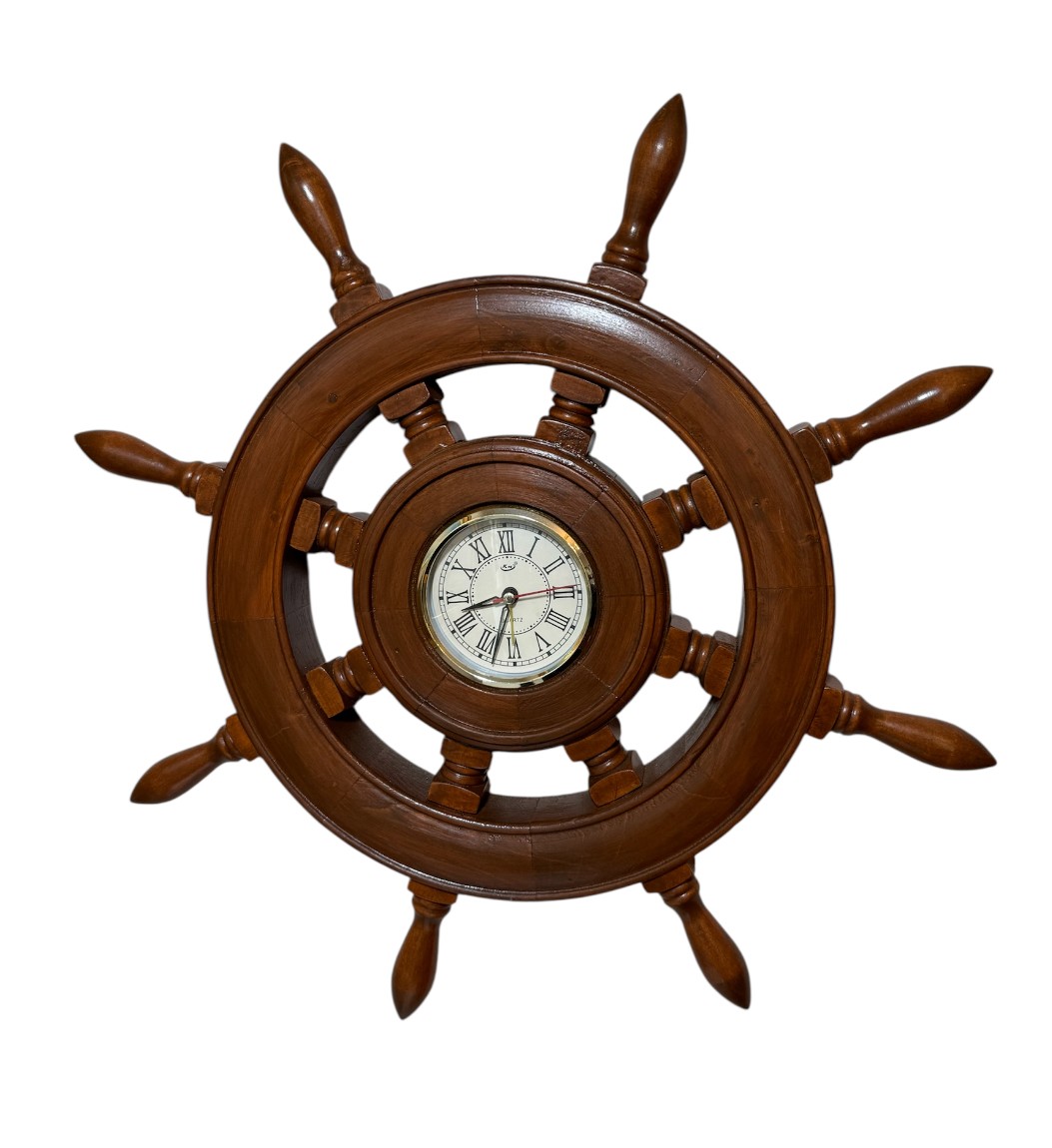 Wooden Captains Ship Wheel Quartz Wall Clock (LR2) #29259 ...