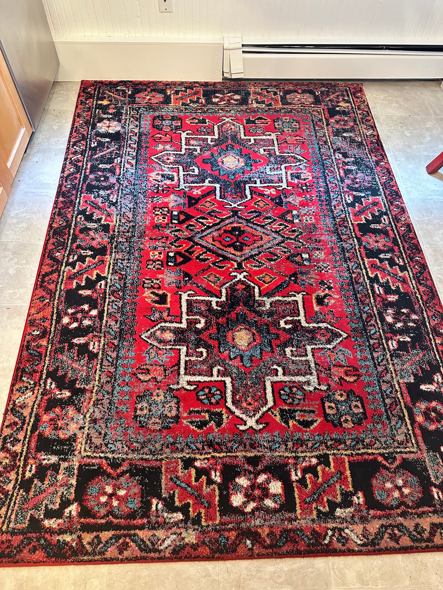 Vintage Hamaden Machine-Made Large Red Rug (K) #7250 | Auctionninja.com