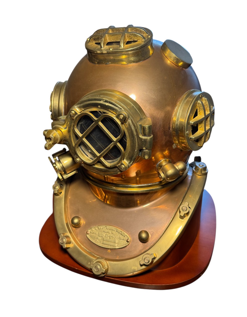 US Navy Diving Helmet Model Brass & Copper On Stand Made In Boston ...