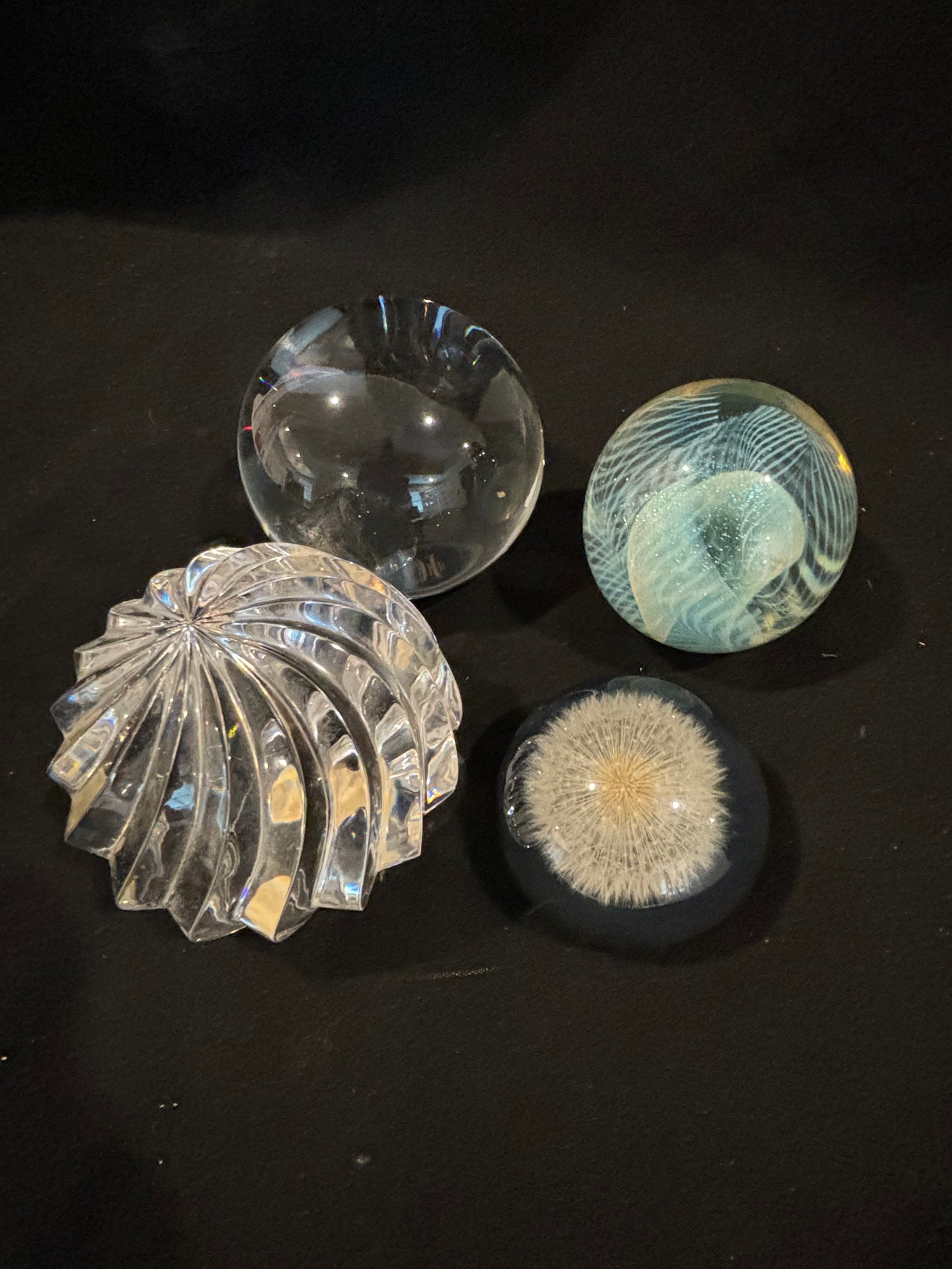 Val St Lambert Crystal Paperweights (2), Iridescent Paperweight, Floral ...