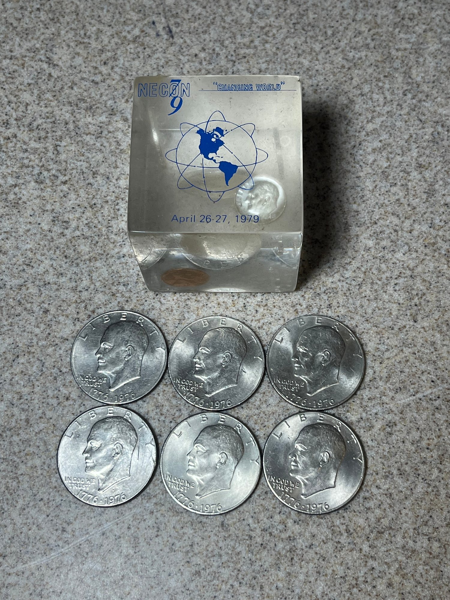 NECON 79 Paperweight & 6 Dollar Coins (k) #25762 | Auctionninja.com