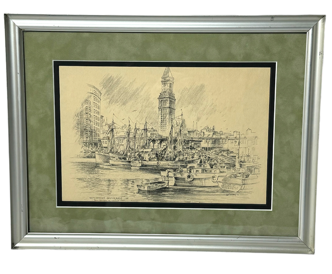 James F. Murray (1899-1990) Waterfront Boston Massachusetts Framed ...