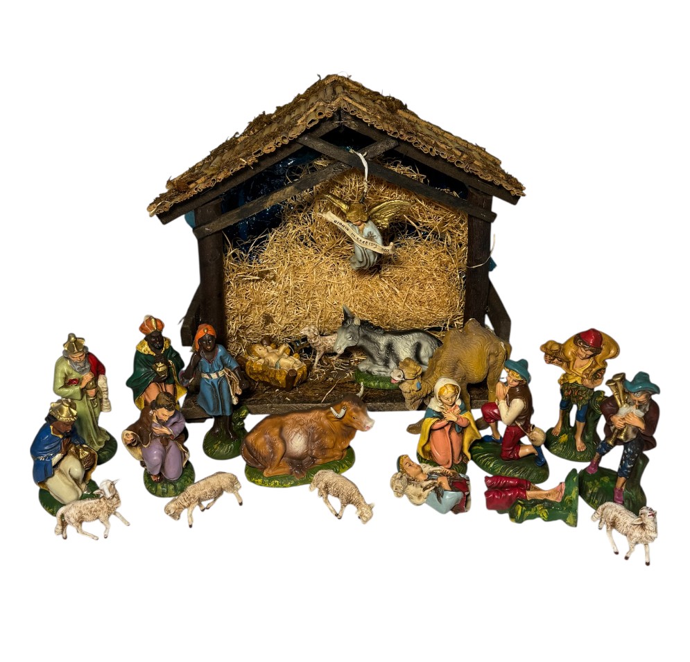 Italian Chalkware Nativity Set 21pc (E) #29971 | Auctionninja.com