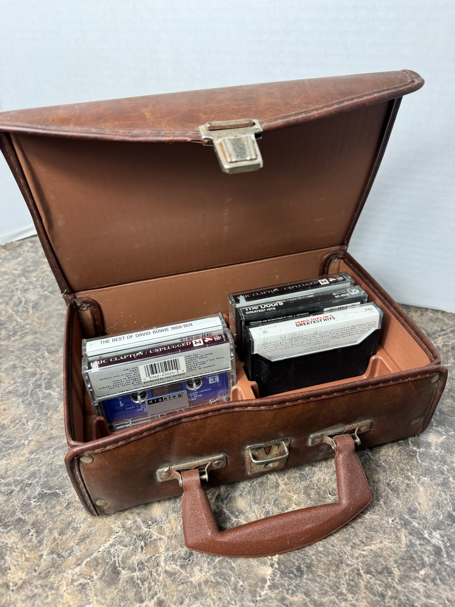 Leather Cassette Brief Carrying Case With Five Rock & Roll Cassette ...