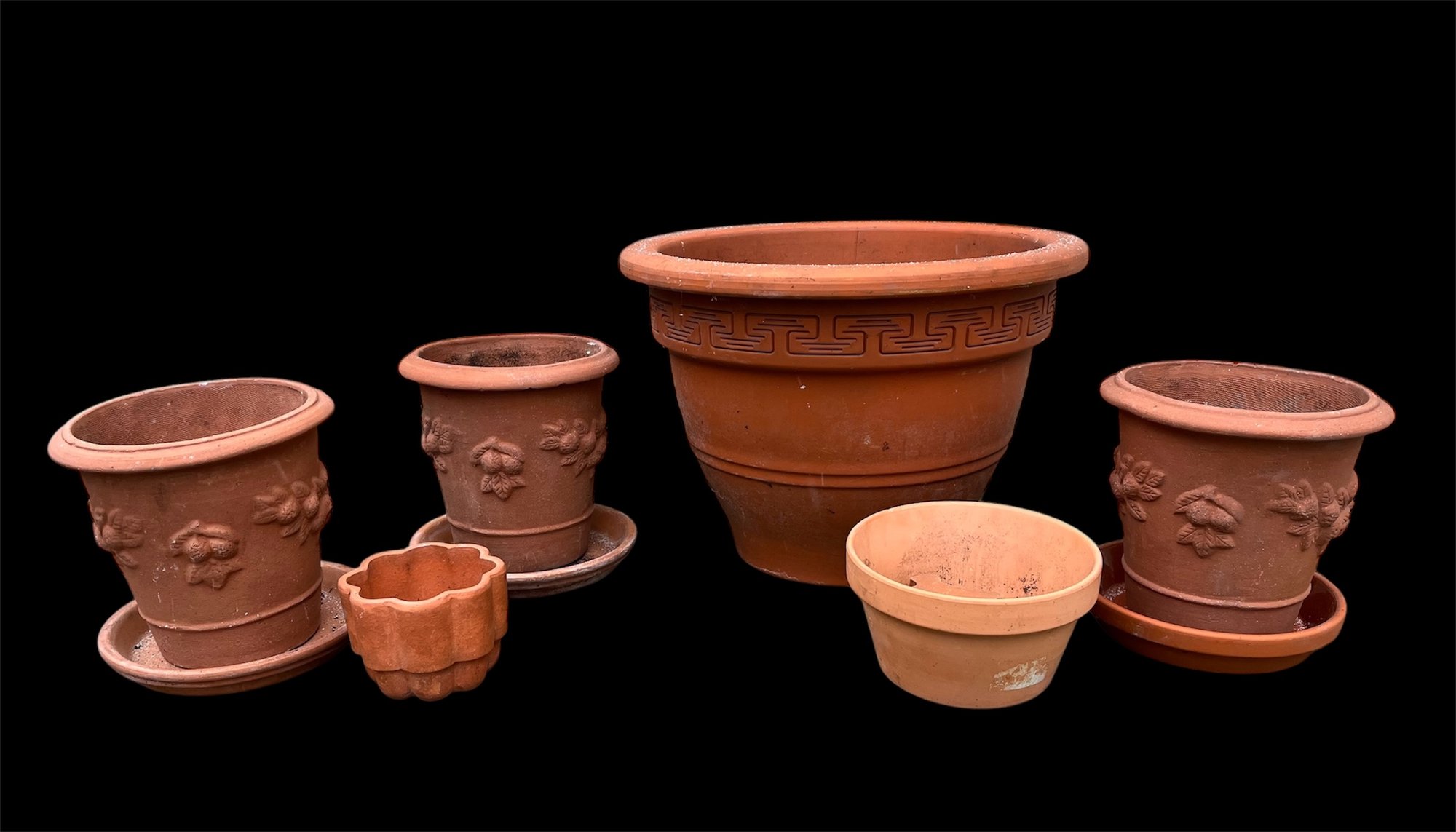 Matching Clay Pots 3, Large Clay Pot 1 & Small Clay Pots 2 (G) #15752 ...
