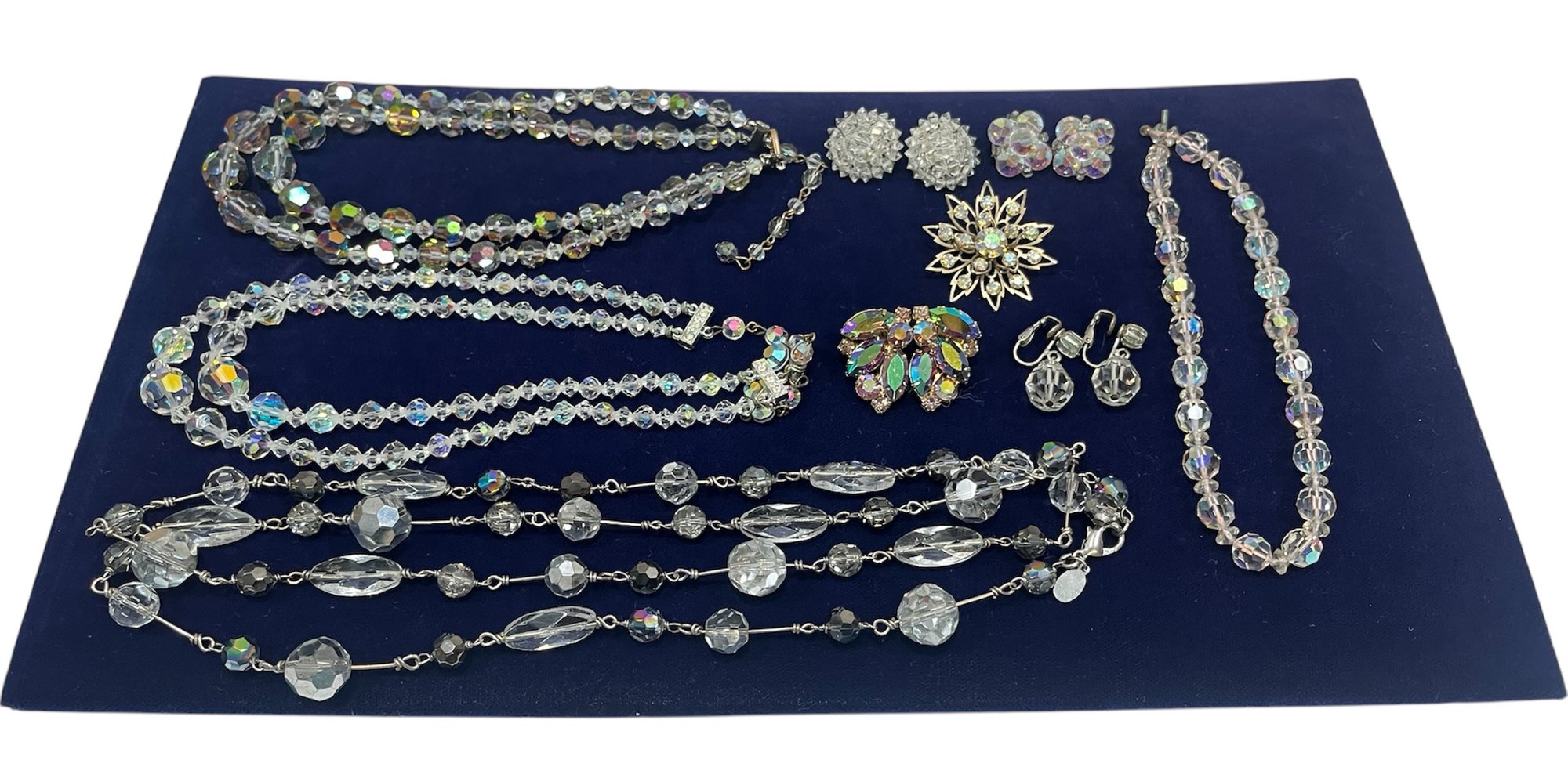 Cookie Lee Long Glass Bead Necklace, Crystal Earrings, Cut Glass Bead ...
