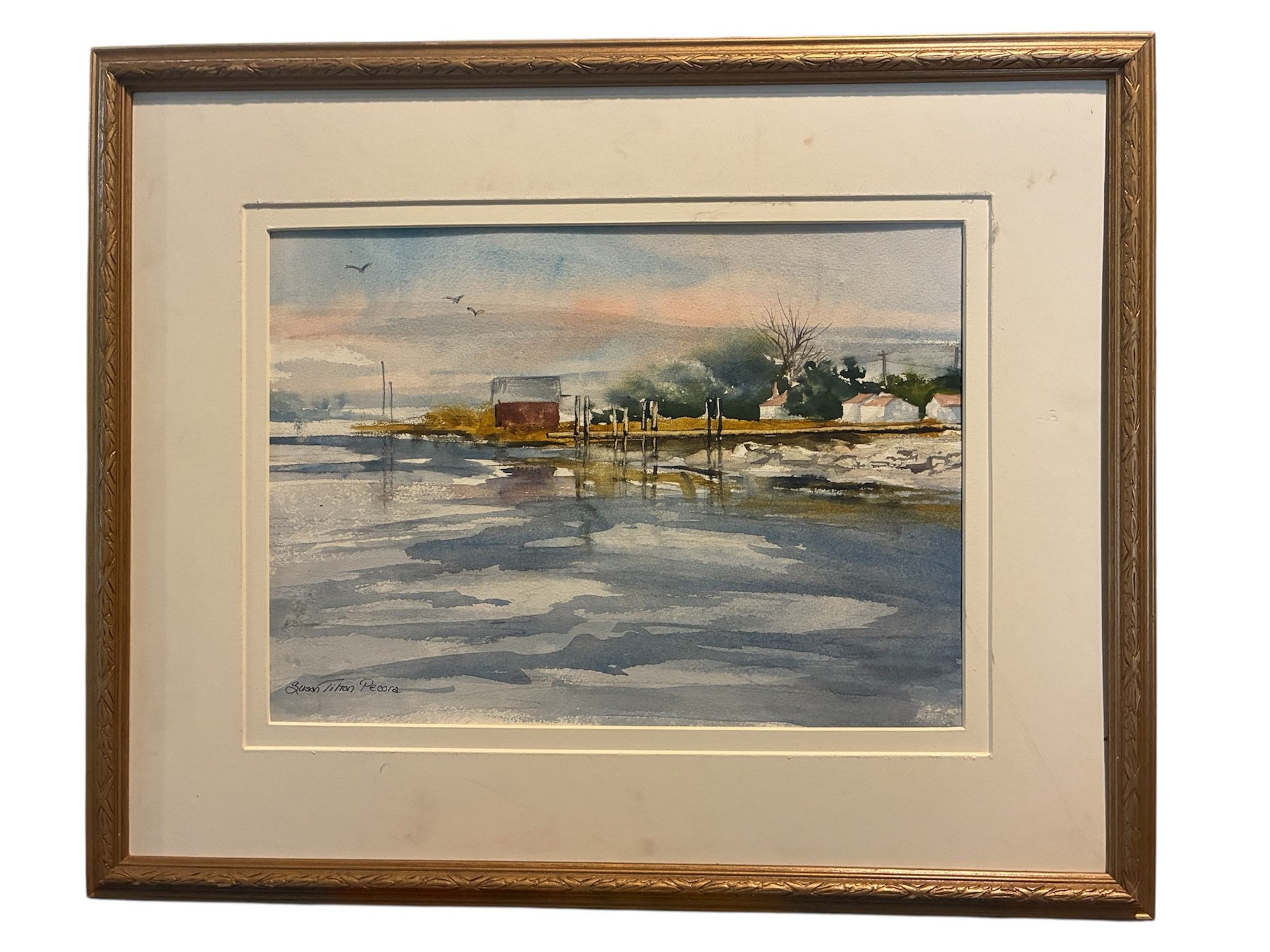 Signed Framed Watercolor Water-scape By Susan Tilton Pecora #24570 ...