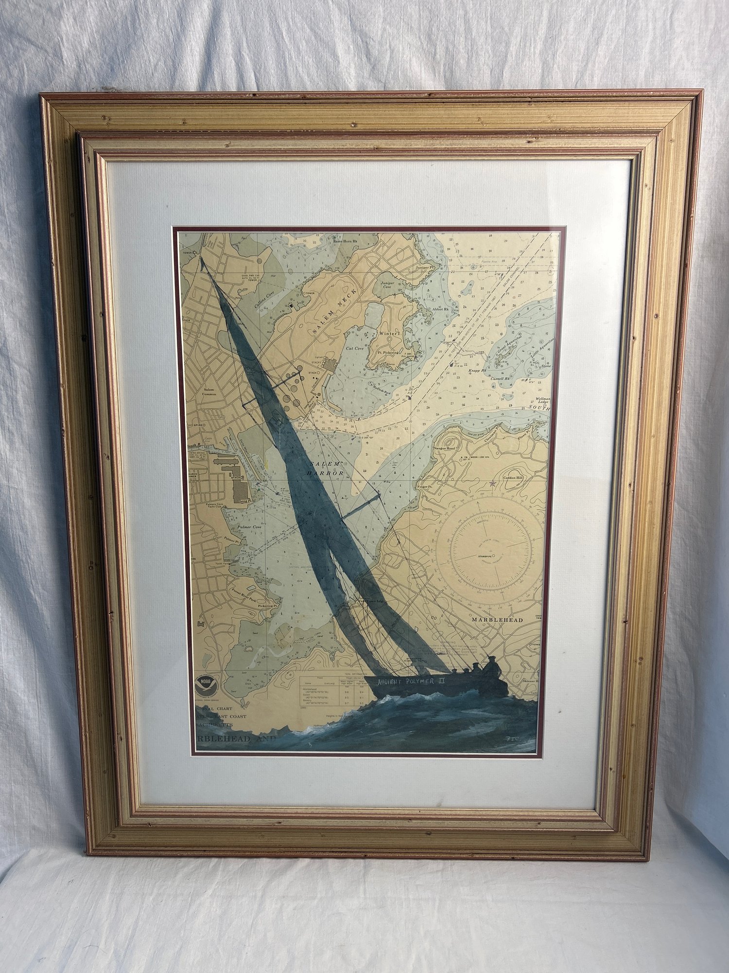 Mixed Medium Water Color Of Ancient Polymer II, Marblehead Map, Signed ...