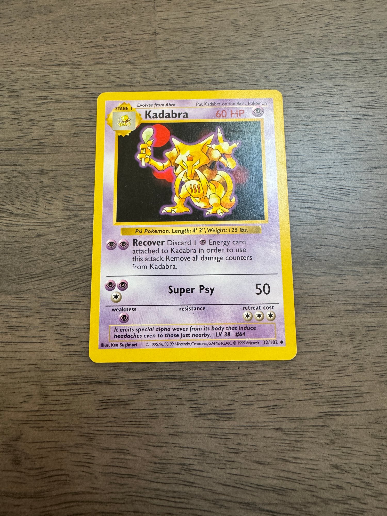 Pokemon Vintage 1999 Base Set SHADOWLESS Kadabra #39114 | Auctionninja.com