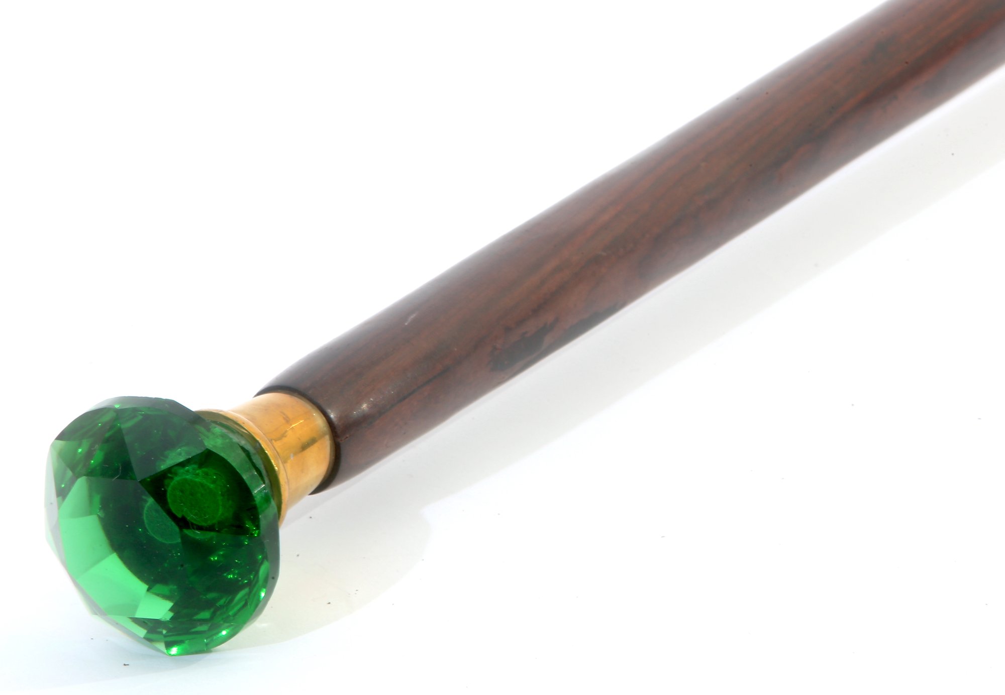 Vintage Walking Cane With Green Crystal Glass Handle #153004 ...