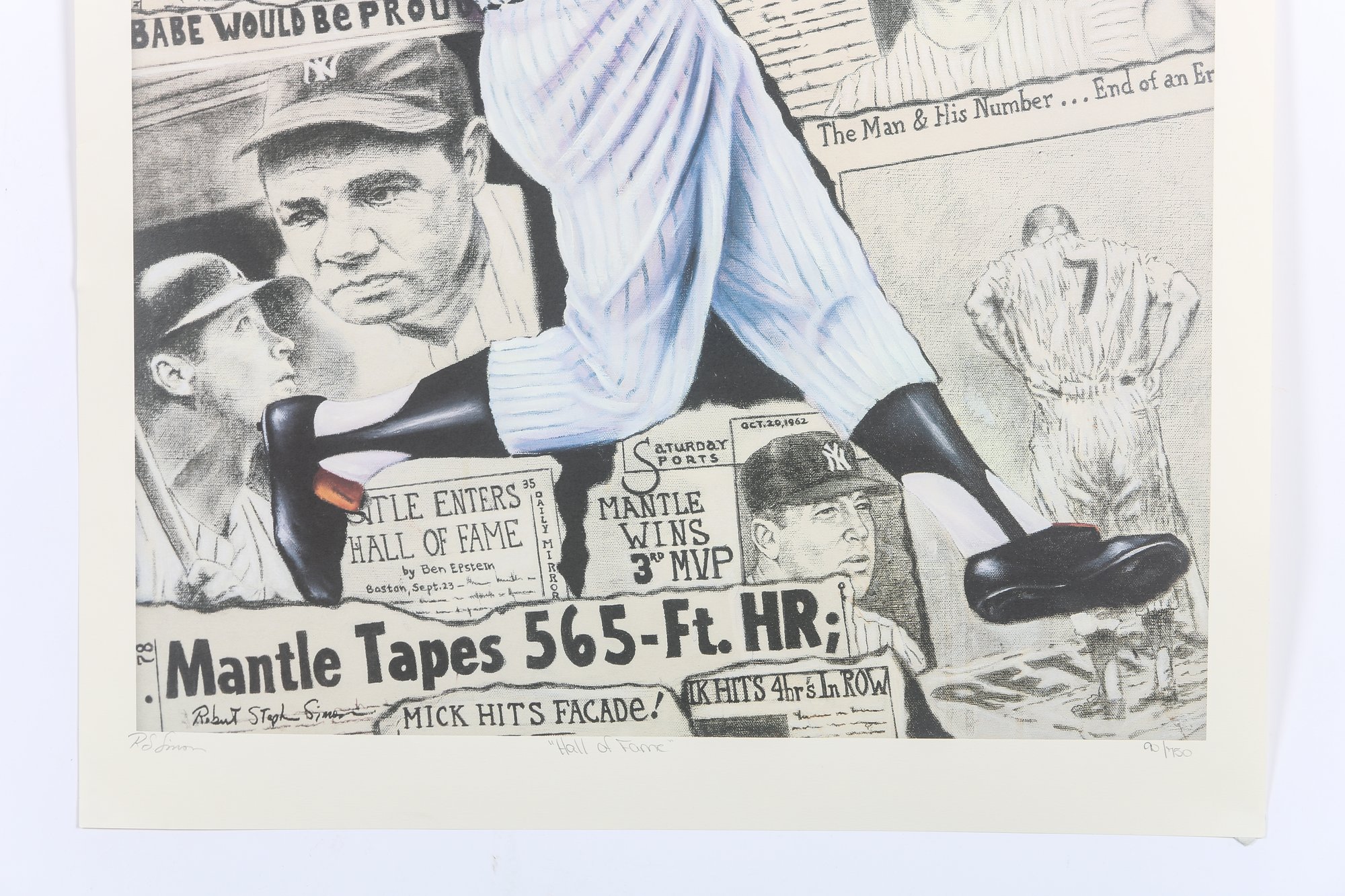 Hall Of Fame Mickey Mantle Limited Edition Print By Robert Stephen ...