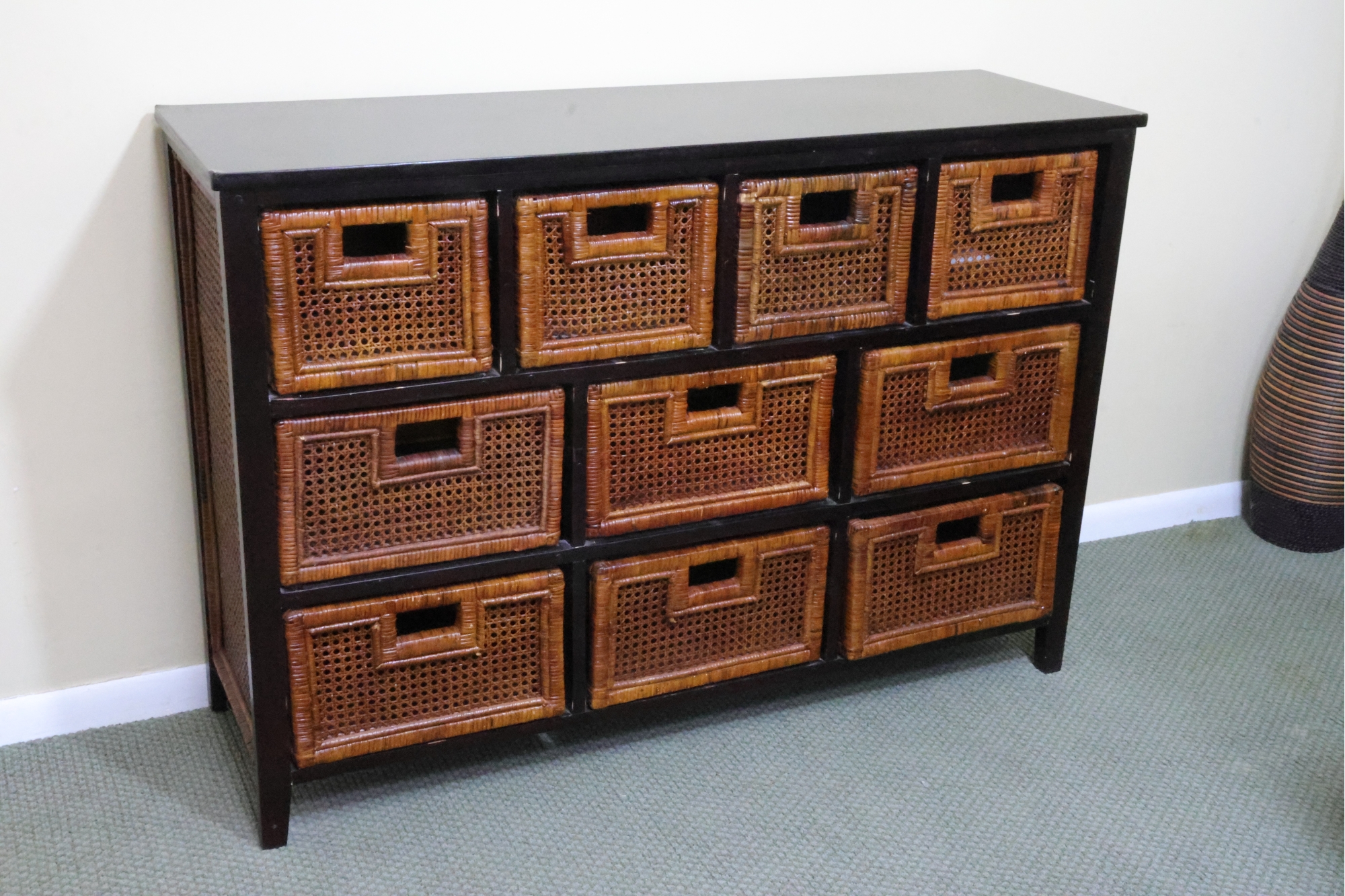 Woven Rattan Nine Drawer Storage Chest #154466 | Auctionninja.com