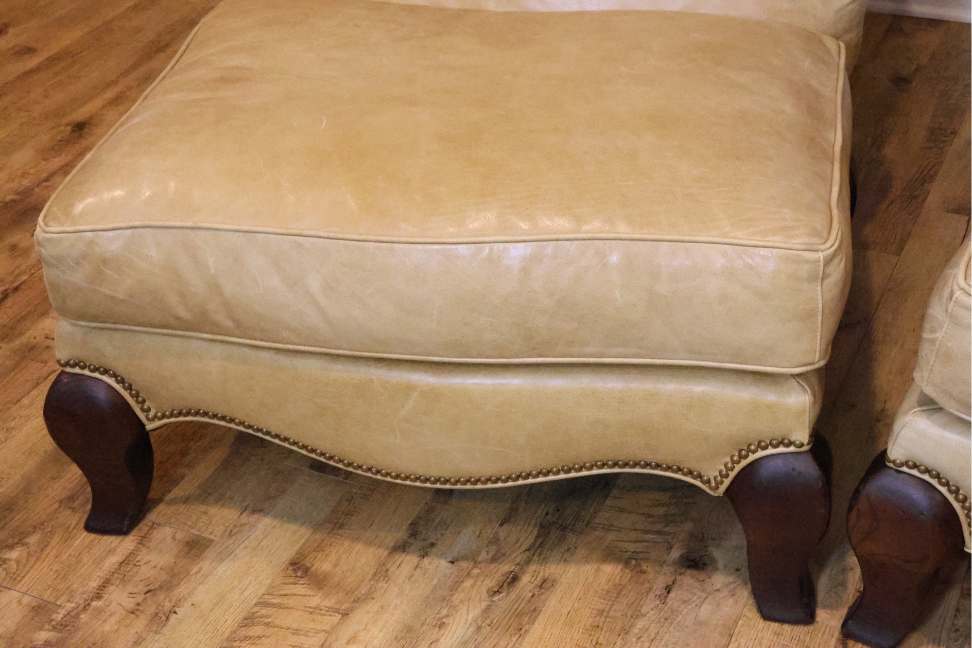 Pearson Leather Lounge Chairs With Ottomans In Tan #160633 ...