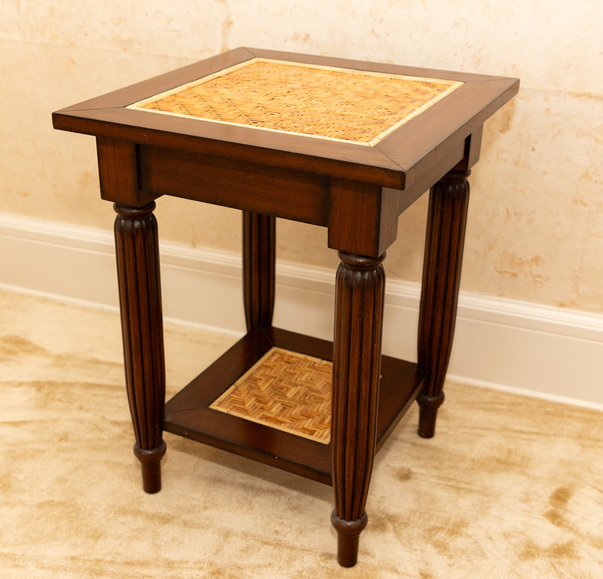Wicker Inlay Side Table #122759 | Auctionninja.com