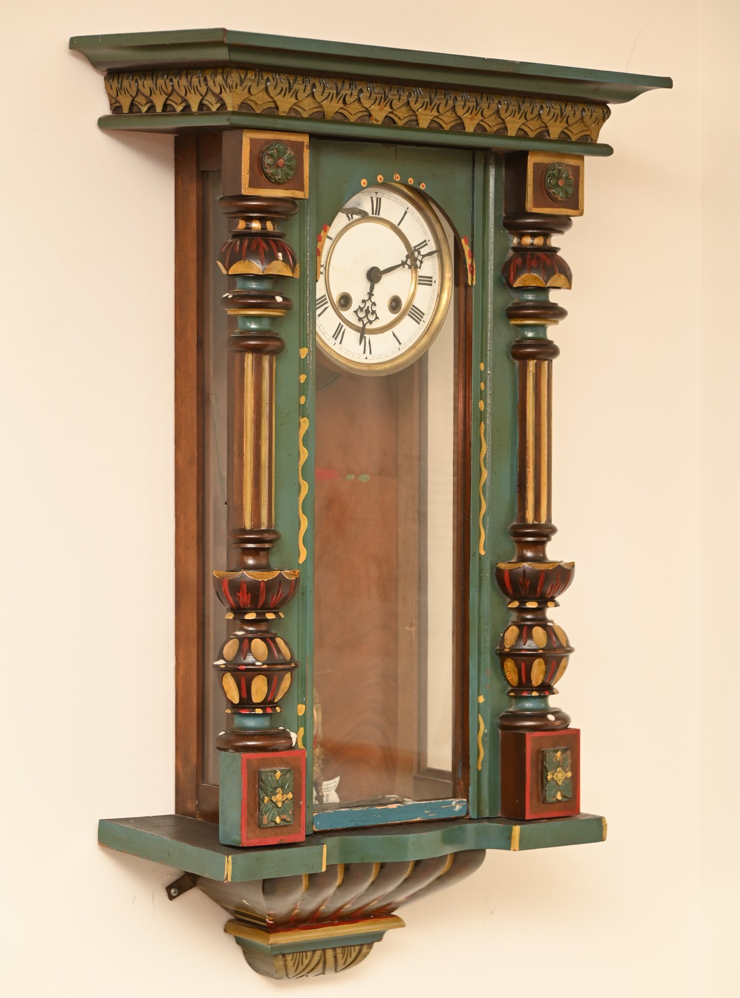 Vintage Pendulum Wall Clock With Porcelain Face #152305 | Auctionninja.com