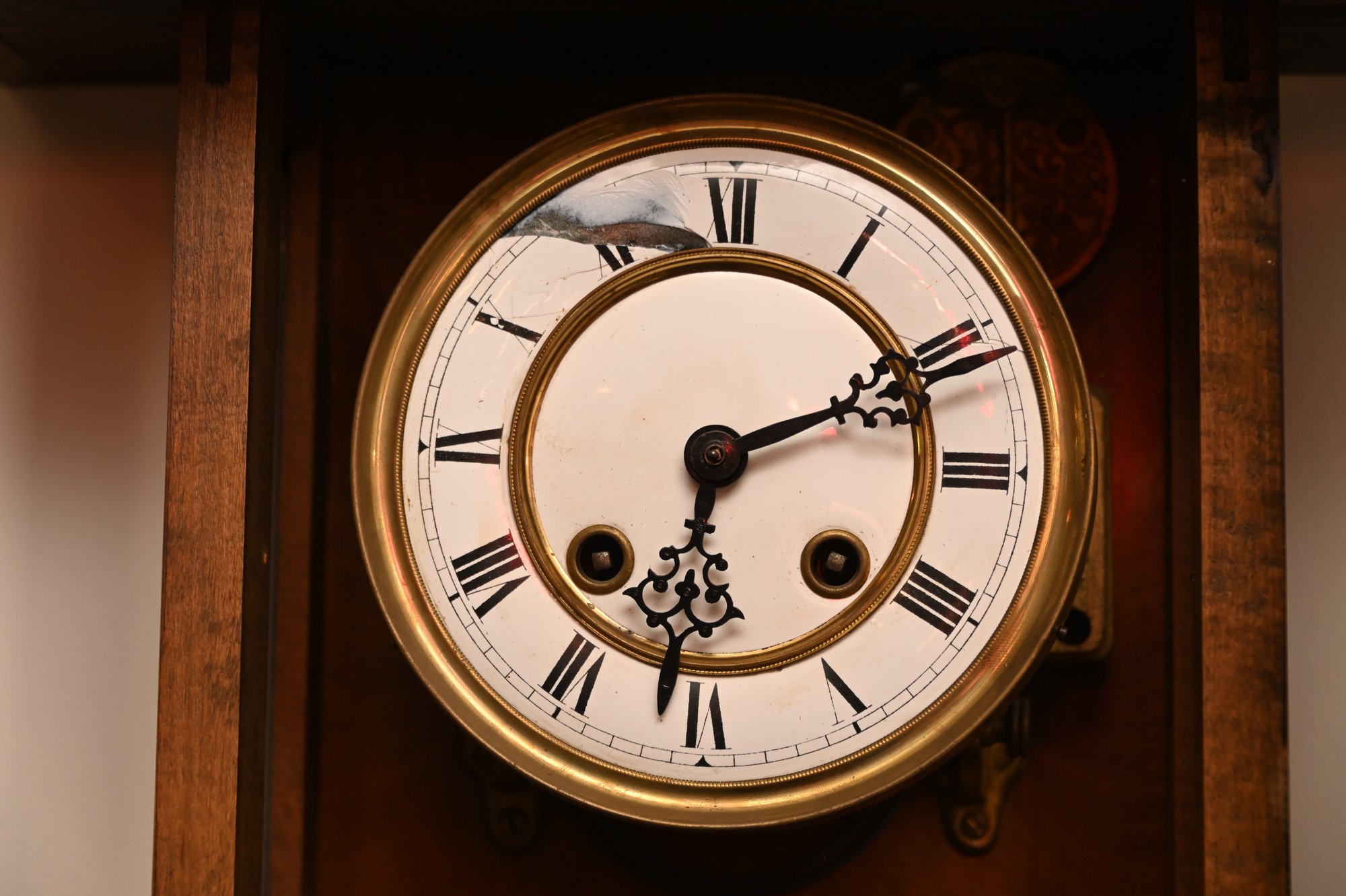 Vintage Pendulum Wall Clock With Porcelain Face #152305 | Auctionninja.com