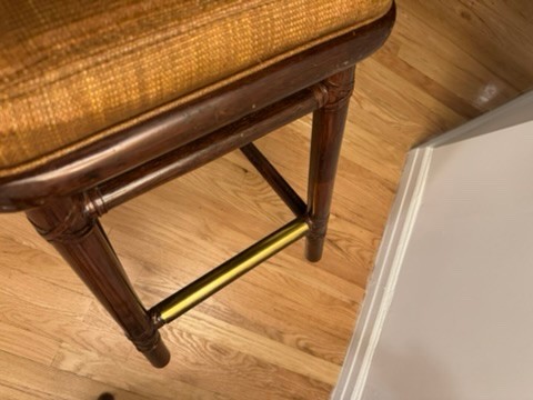 Pair McGuire Counter Stools Featuring Raffia Type Fabric, Solid Heavy ...