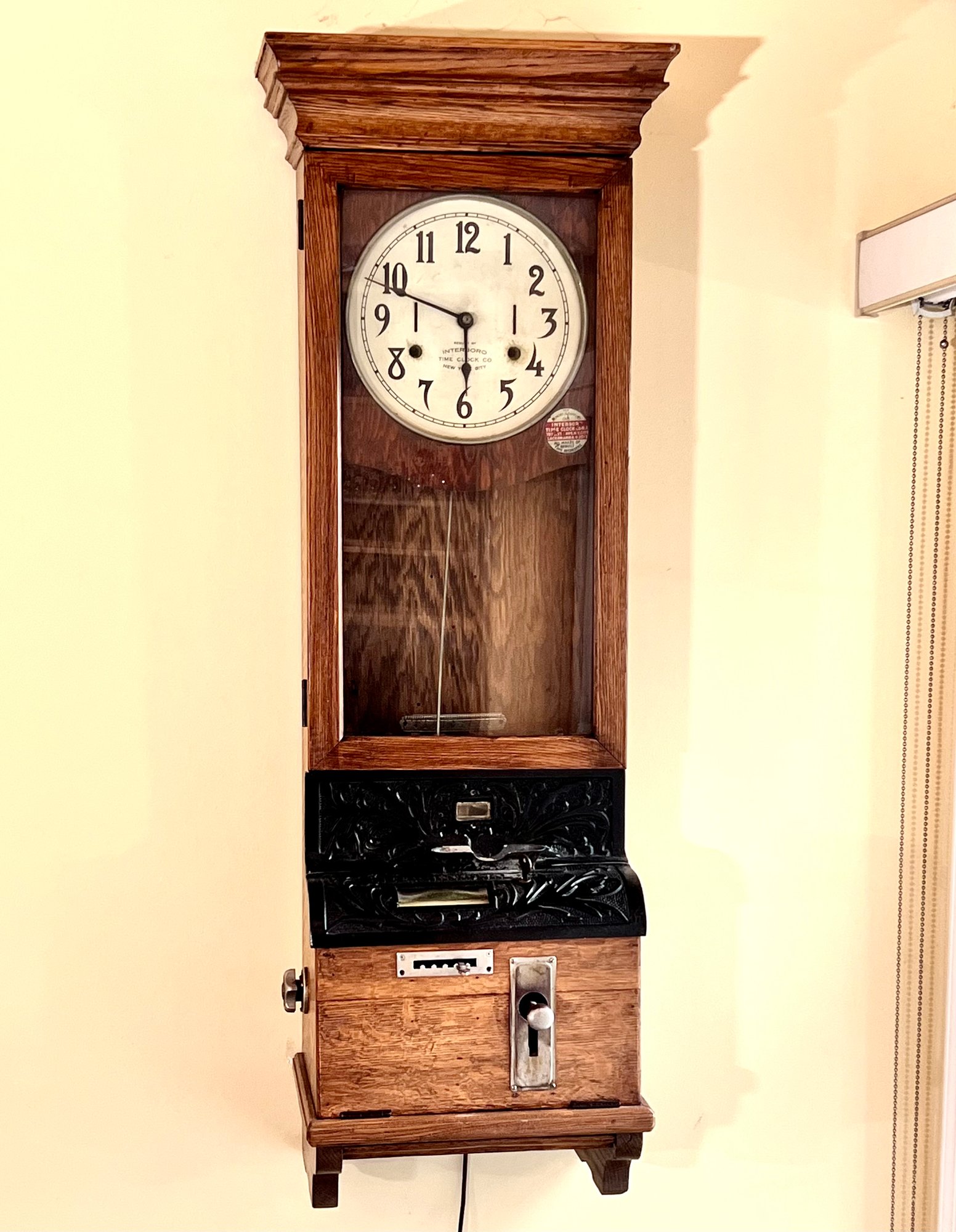 Antique Interboro Time Clock Co. Employee Time Clock #154868 ...
