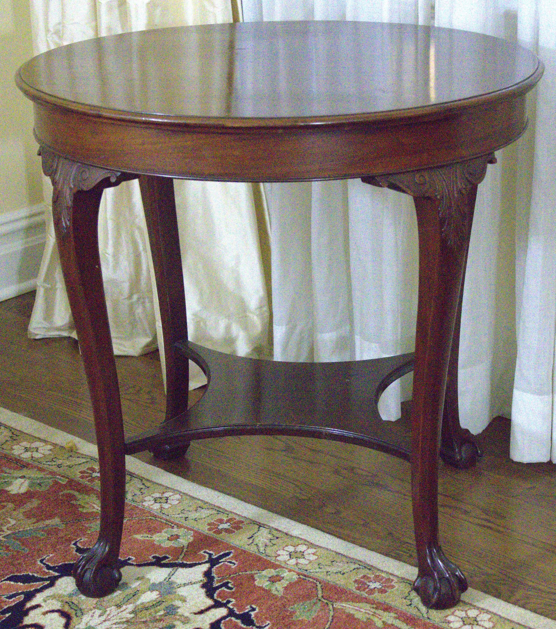Round Top Victorian Carved Ball And Claw Foot Leg Accent Table #149664 ...
