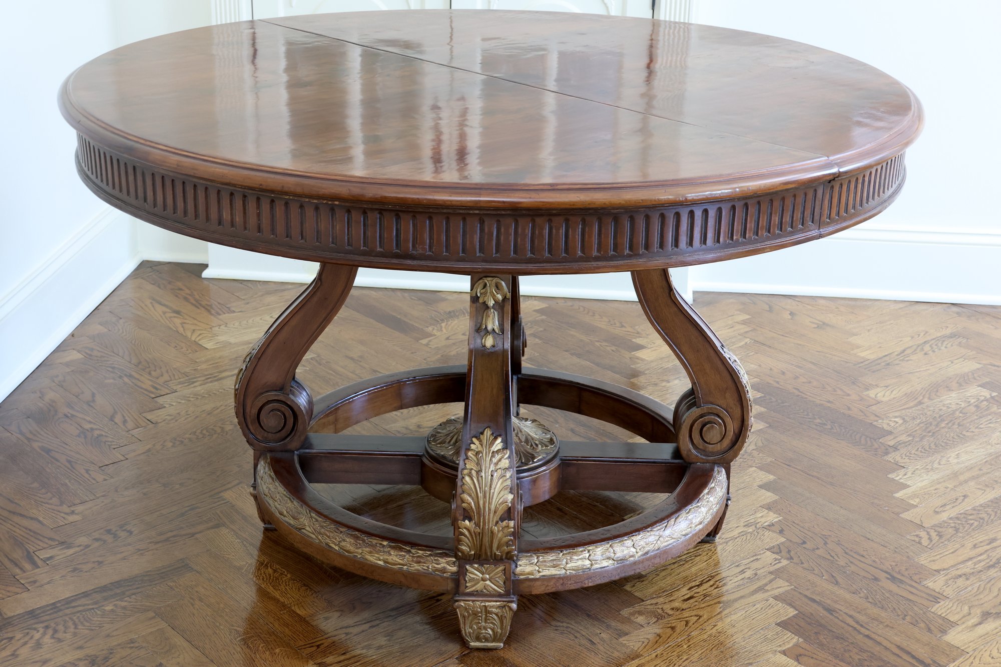 Regency-Style Antique Round Table With Gold Inlay #141415 ...