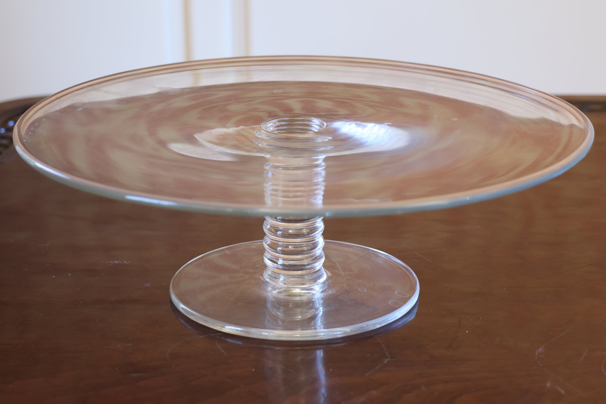 Tiffany & Co. "Mesa" Round Glass Cake Stand With Ribbed Central ...