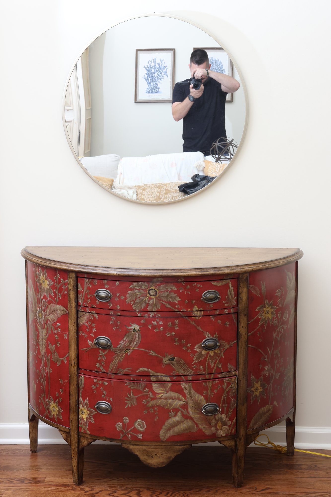 Hand Painted Demilune Table And Mirror #146505 | Auctionninja.com