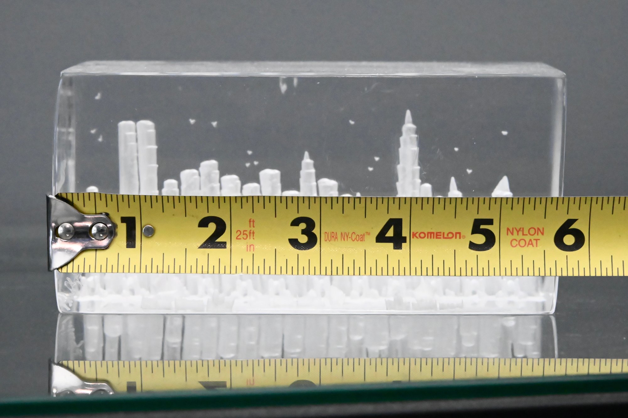 Lucite 3D City Skyline Sculpture Paperweight #176374 | Auctionninja.com