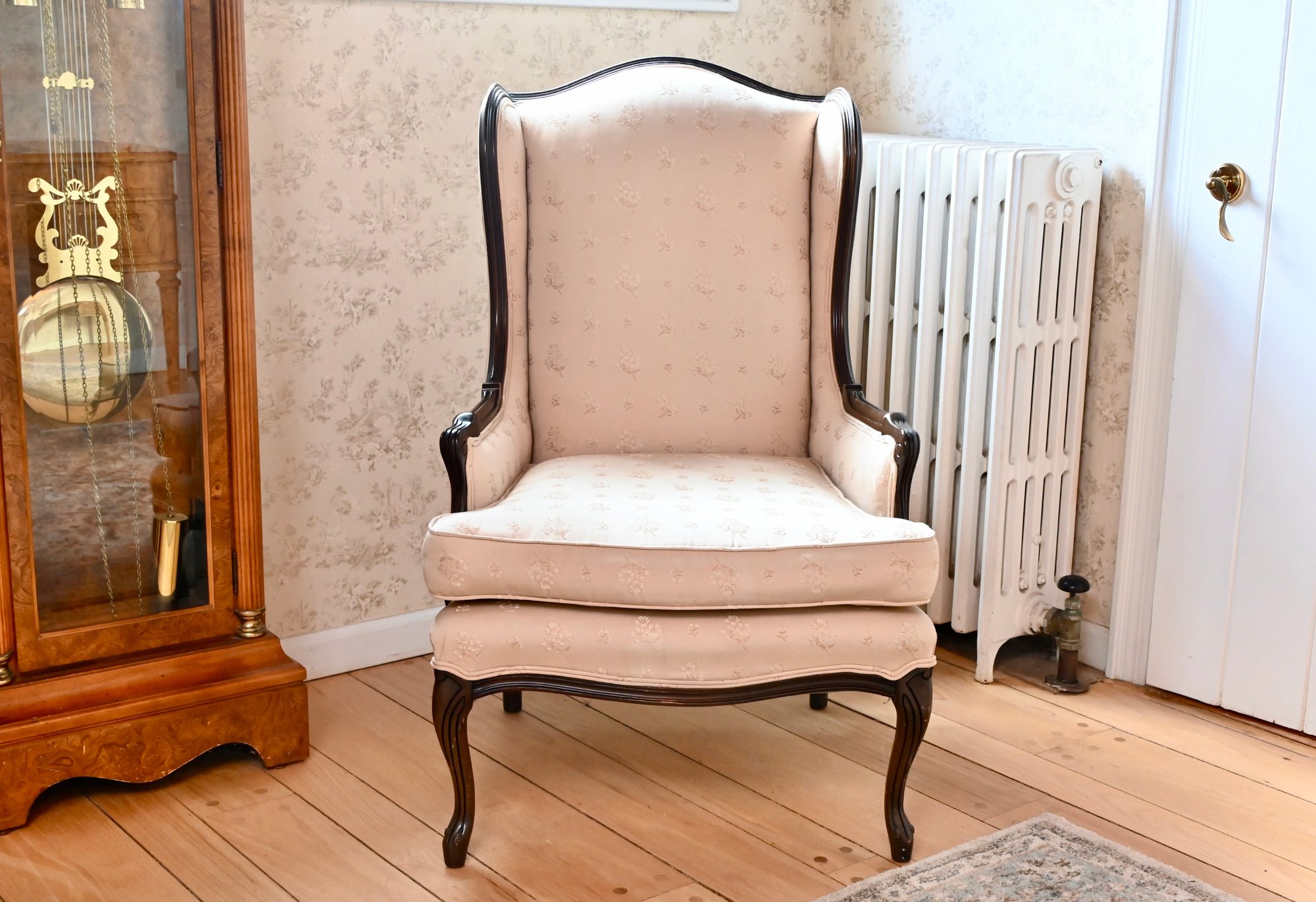 Vintage French Wingback Chair With Floral Upholstery #157026 ...