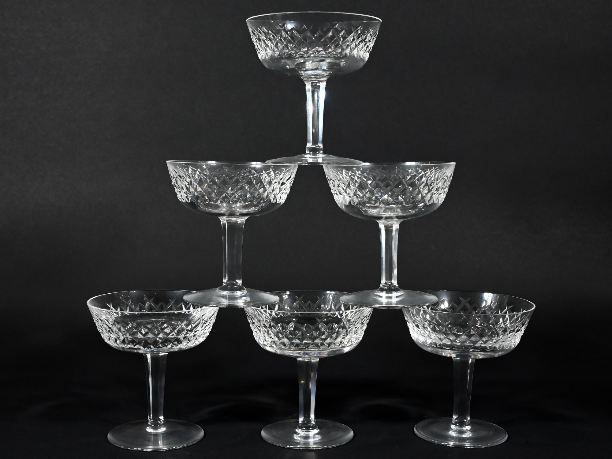 Waterford Cut Crystal Champagne Coupes Diamond Pattern #159948 ...