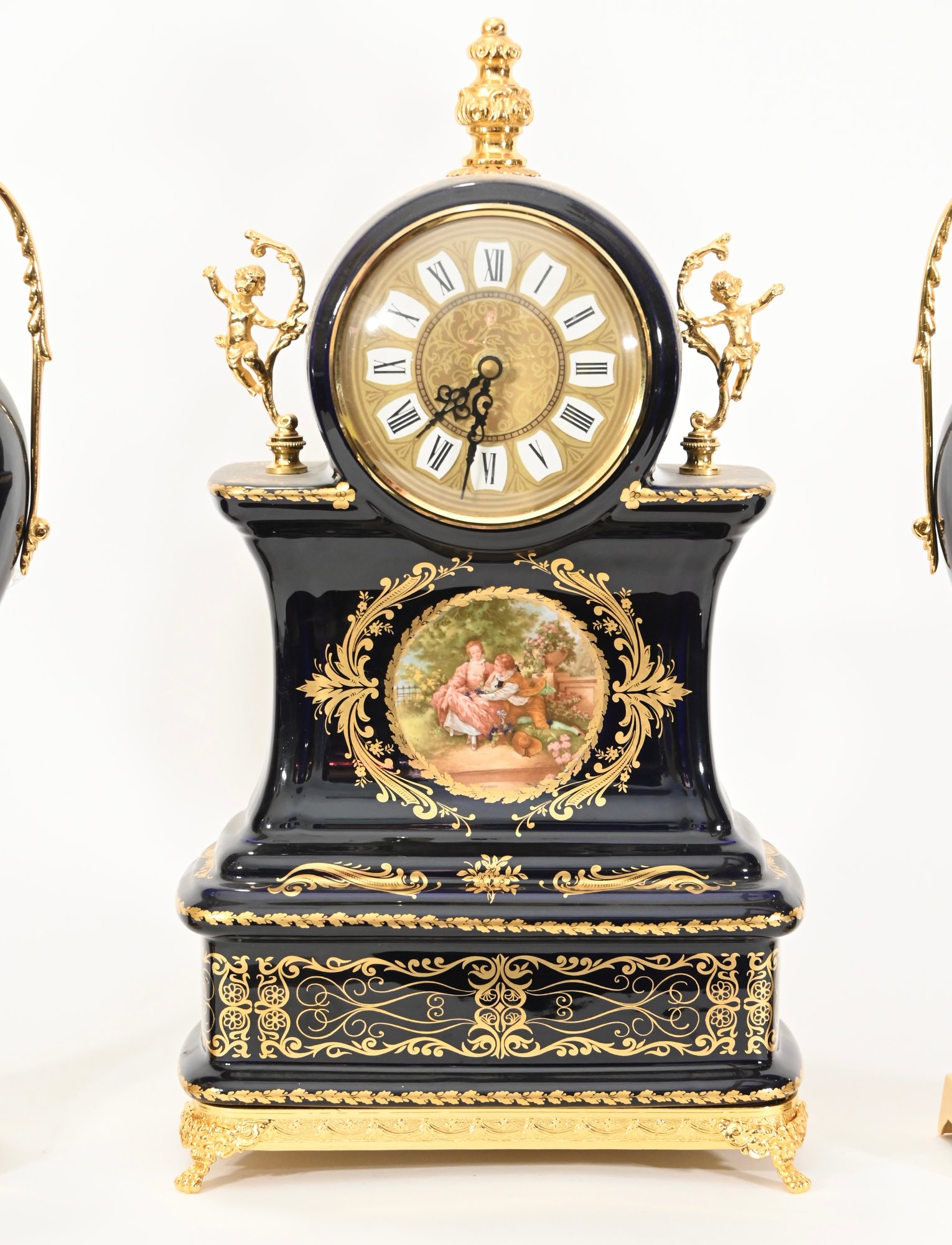 Limoges French Porcelain Clock And Garniture Set #160142 | Auctionninja.com