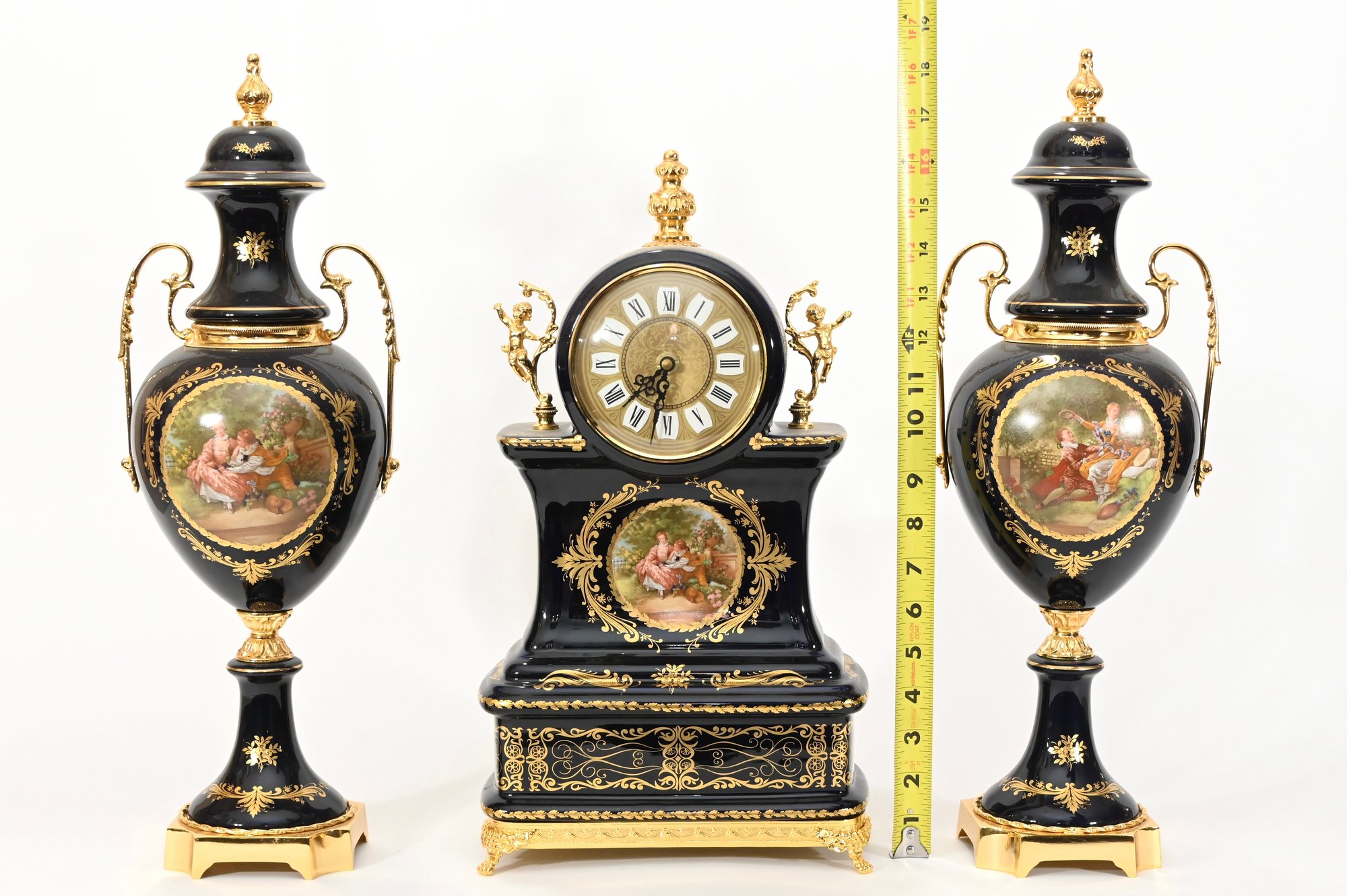 Limoges French Porcelain Clock And Garniture Set #160142 | Auctionninja.com